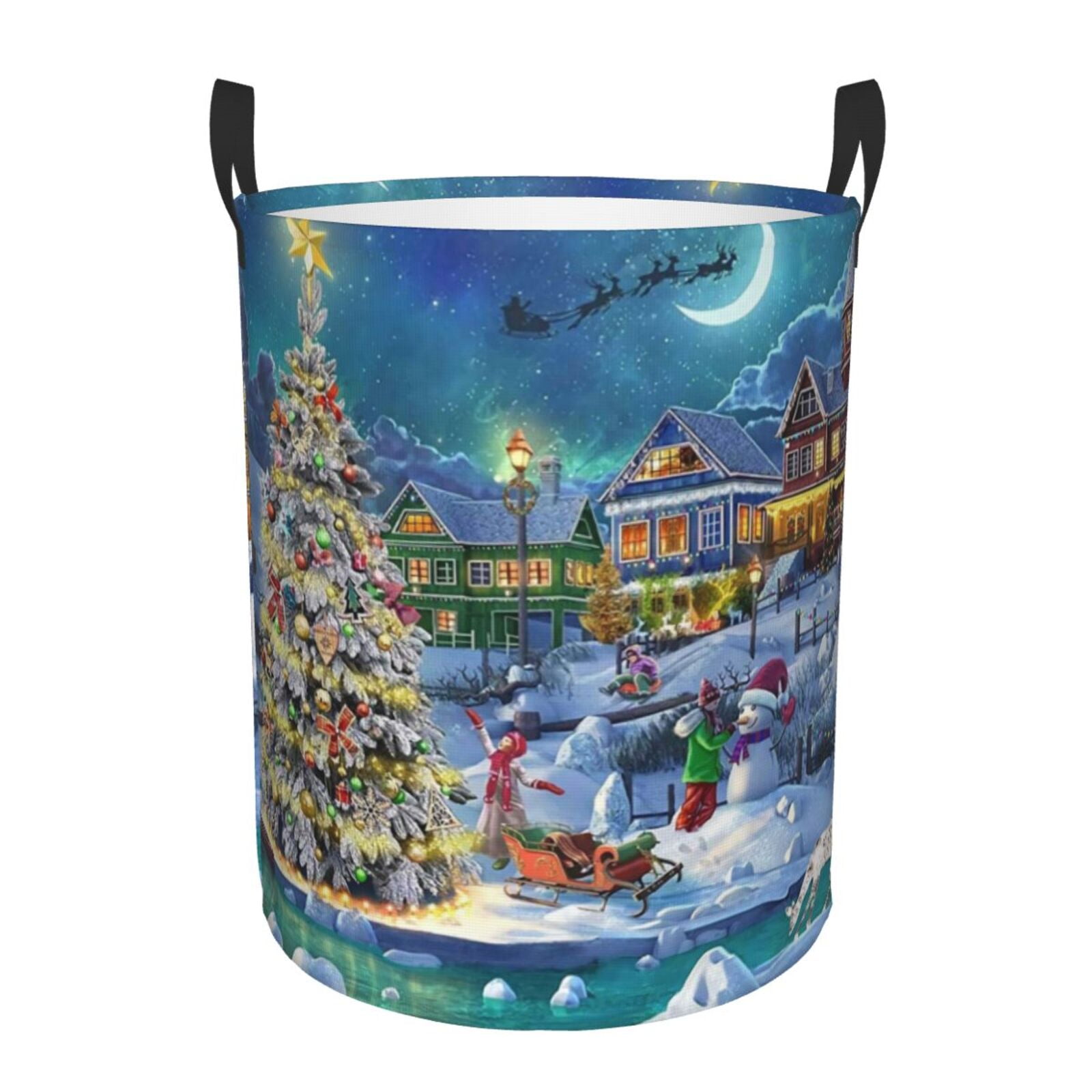 Haiem Christmas Tree Leather Dirty Clothes Laundry Basket,Sturdy ...