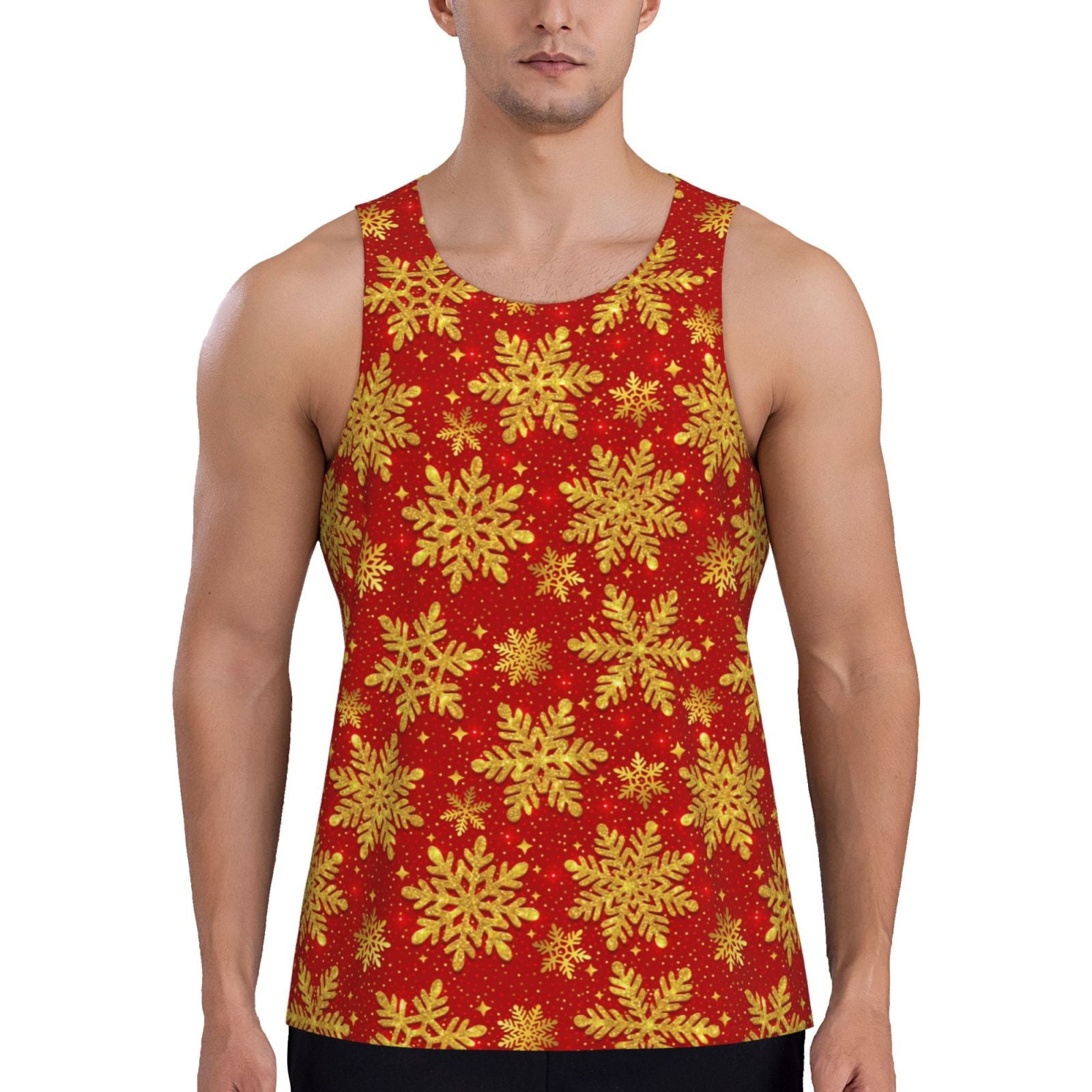 Haiem Christmas With Gold Snowflakes Men Workout Tank Top Gym ...