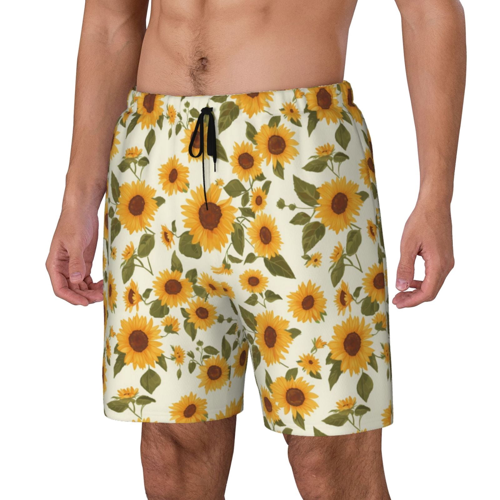 Haiem Classical Cute Sunflower Mens Swim Trunks with Compression Liner ...