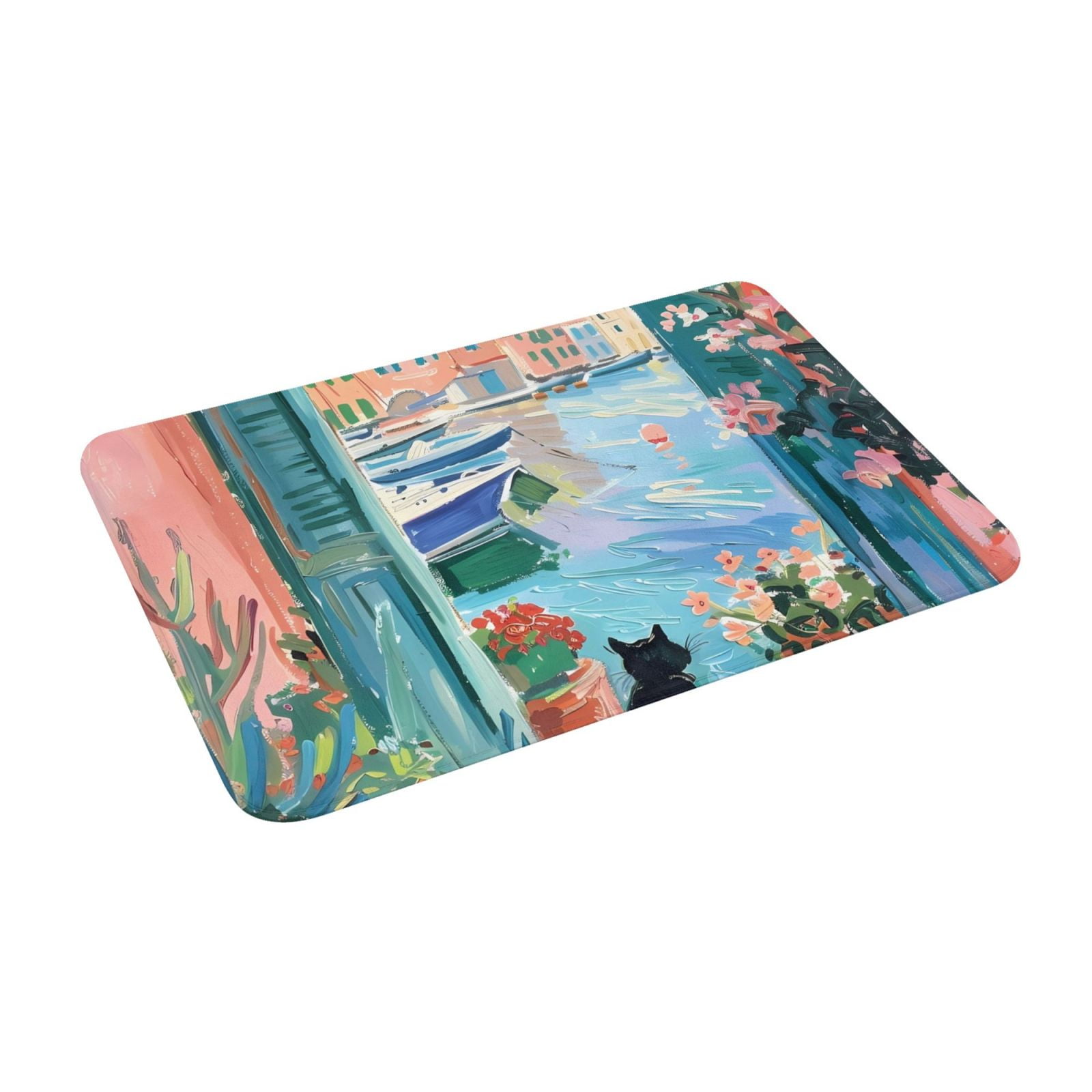 Haiem Coastal Cat By The Window Front Door Mat Indoor Outdoor Entrance ...