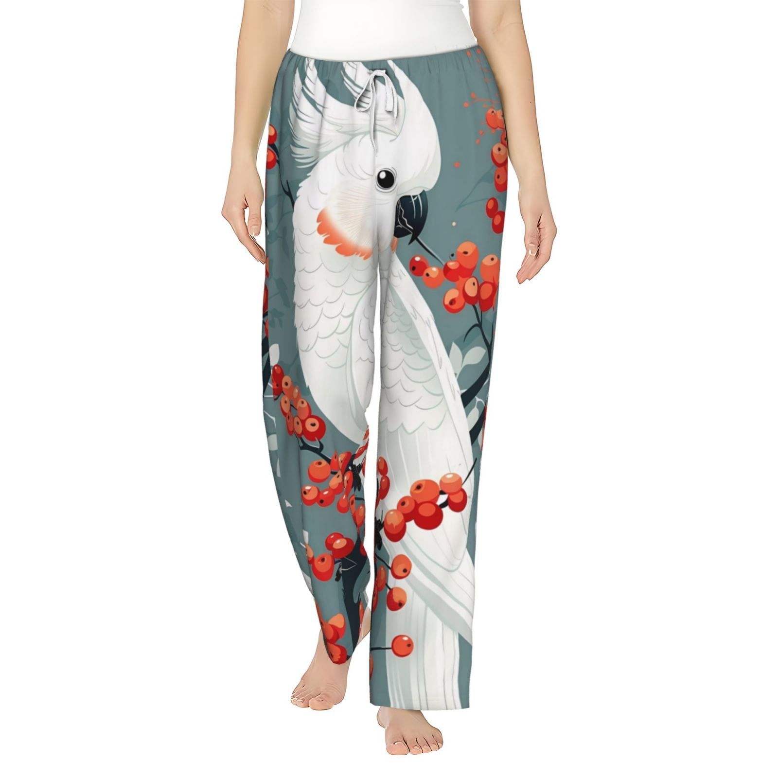 Haiem Cockatoo Red Berries Women's Pajama Pants Ultra Lightweight Pjs Bottoms Sleepwear Bottom ...