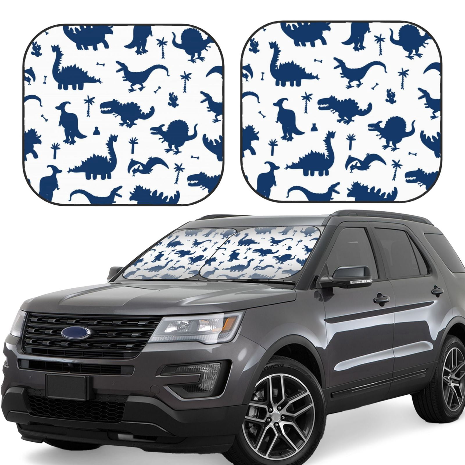 Haiem Collection Of Cute Cartoon Dinosaurs Blue Silhouette Pattern Car ...