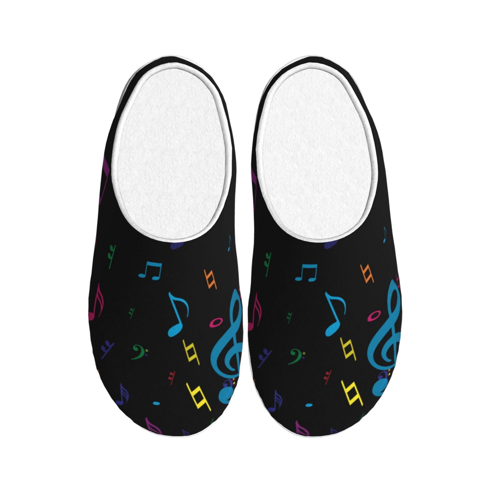 Haiem Color Musical Notes Print Women's Fuzzy Memory Foam House Slipper ...