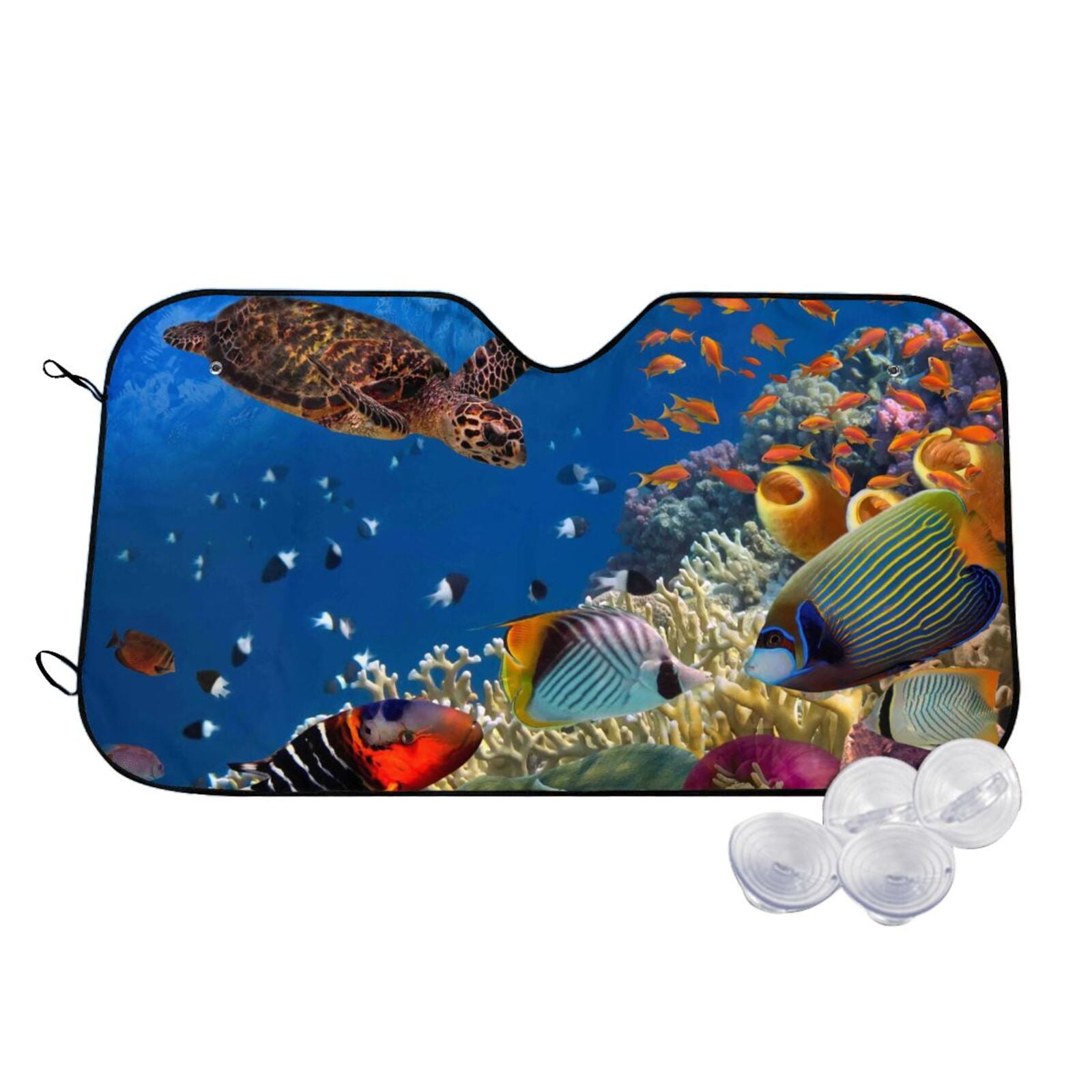 Haiem Colorful Coral Reef Car Windshield Sun Shade - Blocks UV Rays Sun ...