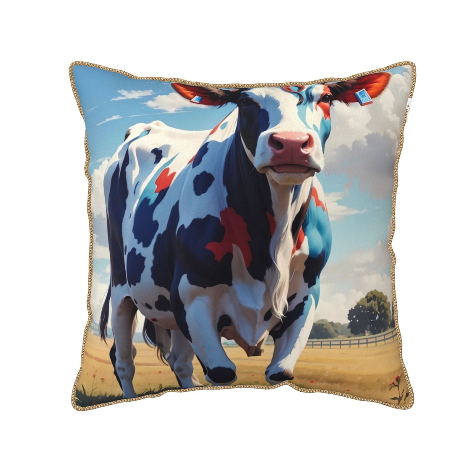Haiem Colorful Cow Pasture Print Velvet Soft Solid Decorative Square ...