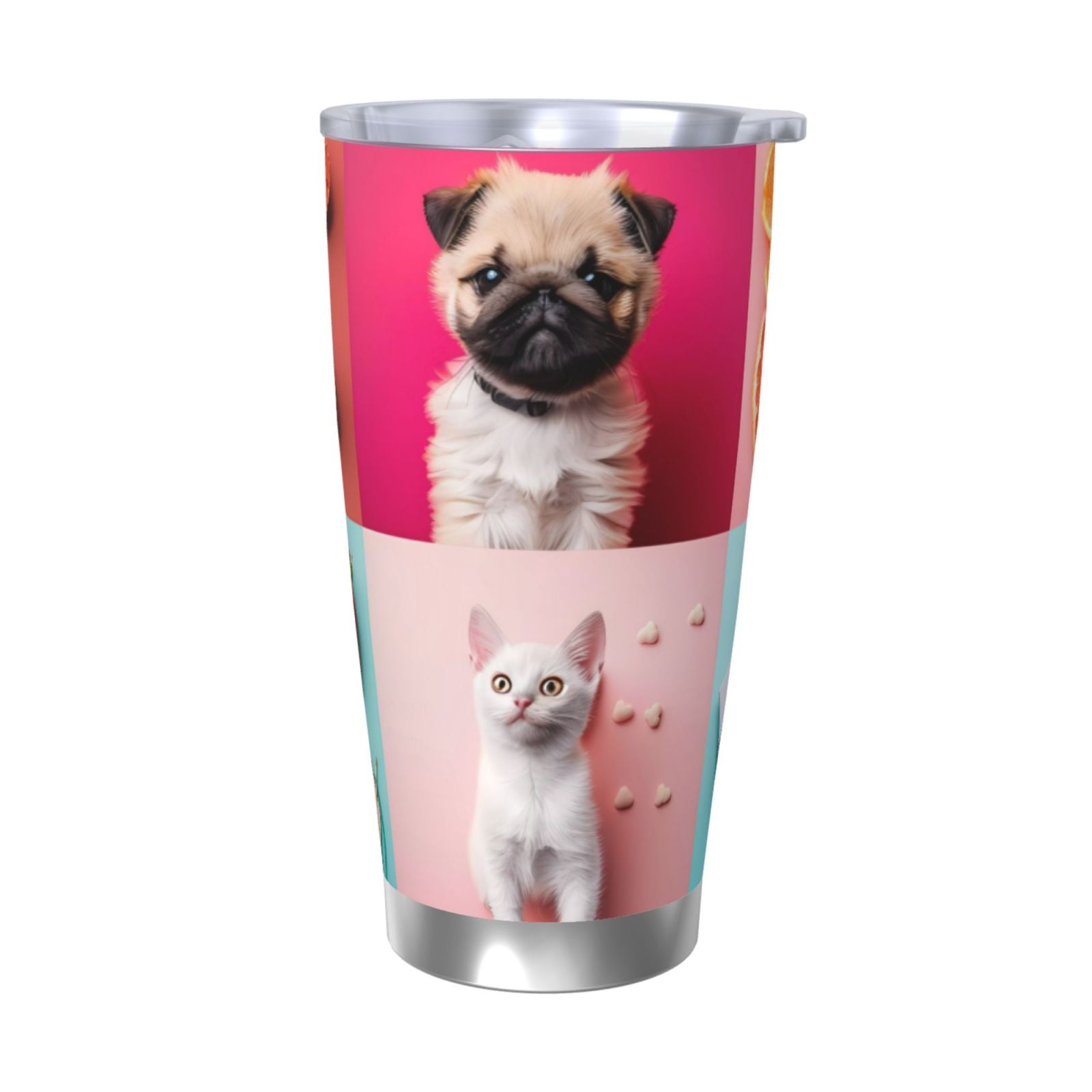 Haiem Colorful Dog Cat Collage Printed 20oz Straight Skinny Car Cups ...