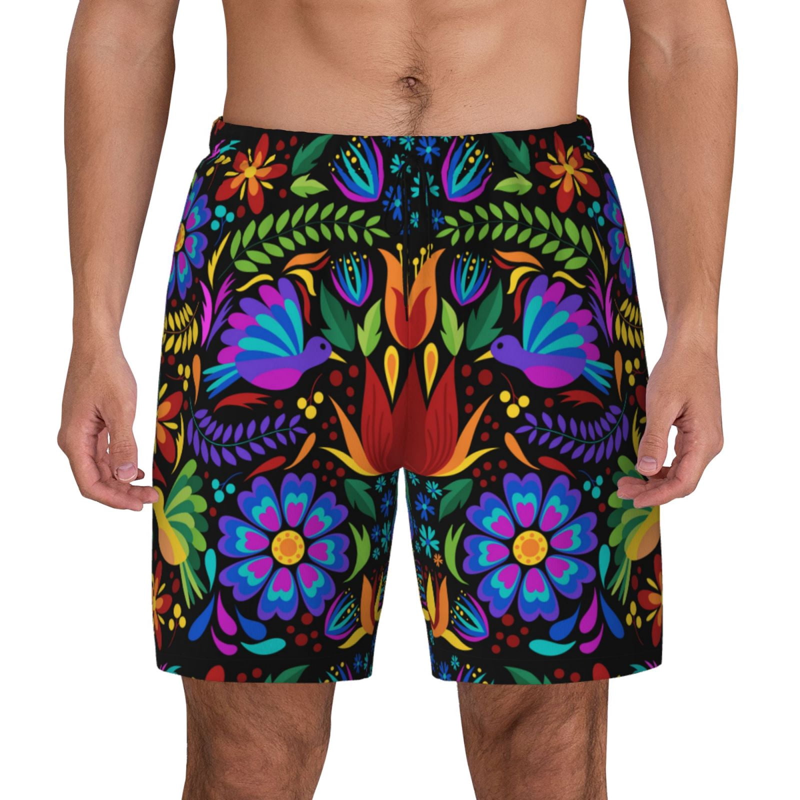 Haiem Colorful Floral Mens Swim Trunks with Compression Liner 2 in 1 ...