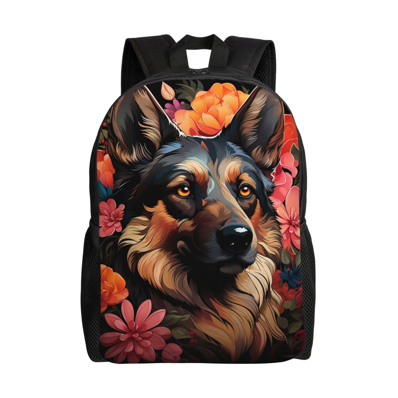 Haiem Colorful Flower German Shepherd Backpack - Stylish and Durable 15 ...