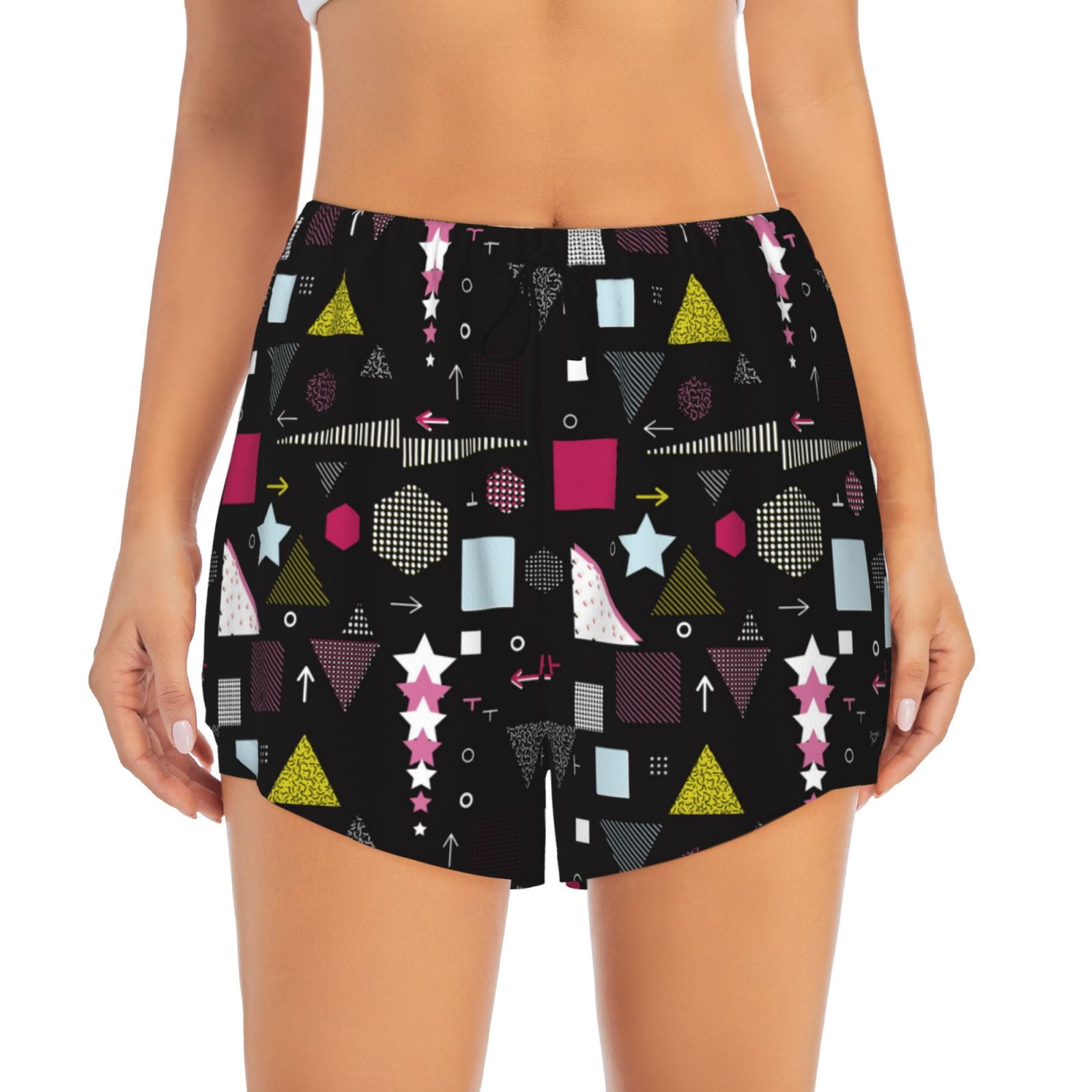 Haiem Colorful Geometry Women's 2 in 1 Running Shorts - Lightweight ...