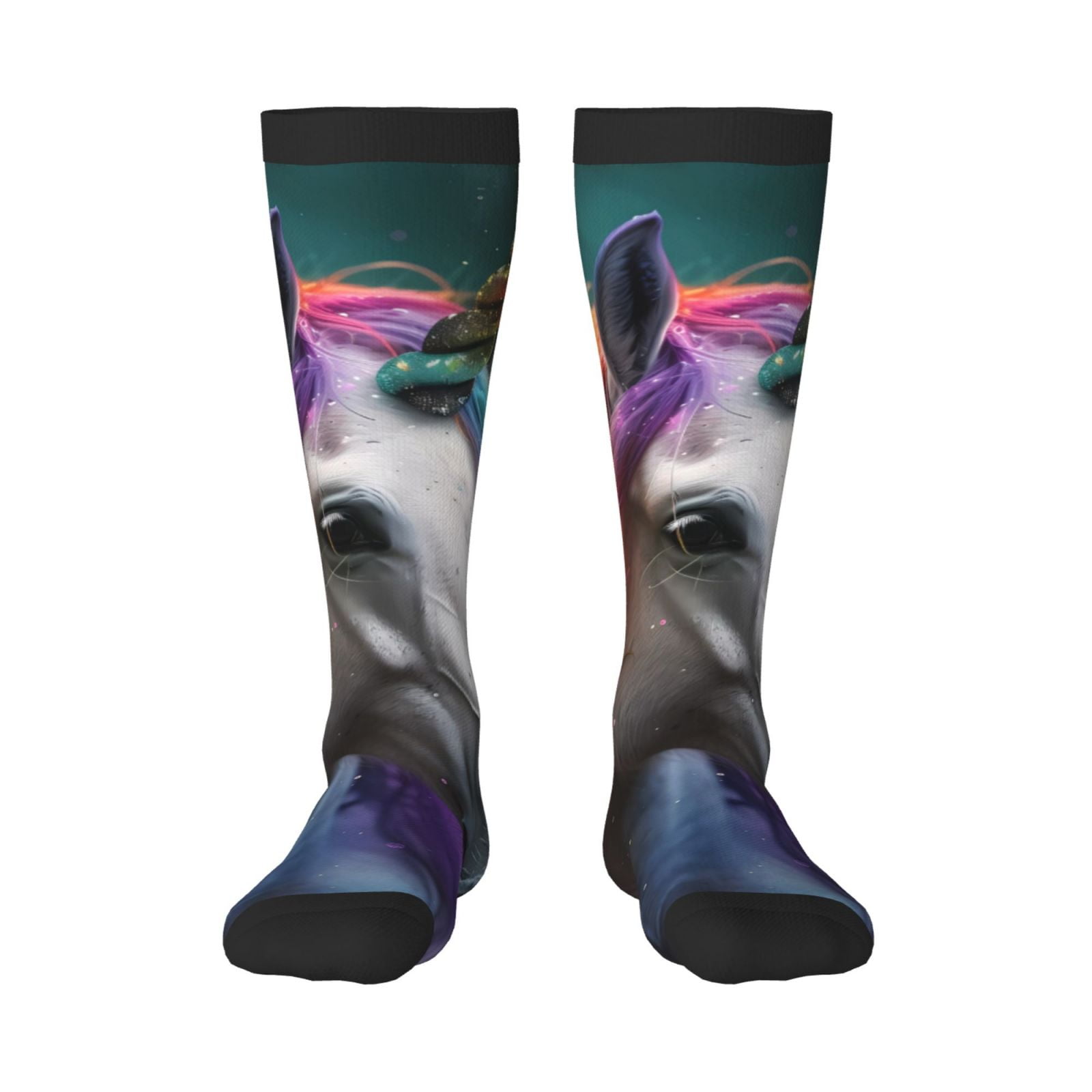 Haiem Colorful Haired White Horse Socks, Funny Novelty Crazy Design ...