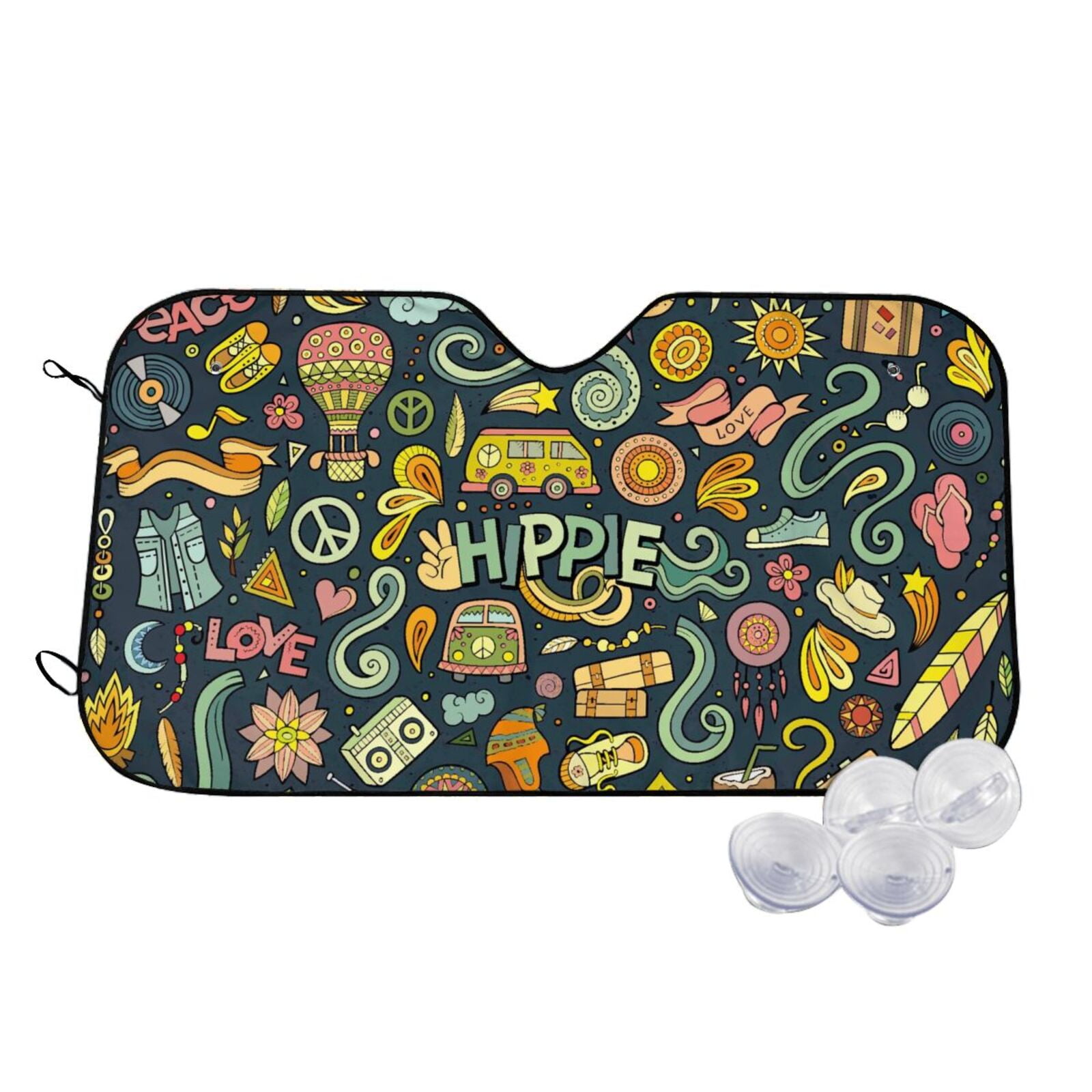 Haiem Colorful Hippie Car Windshield Sun Shade - Blocks UV Rays Sun ...