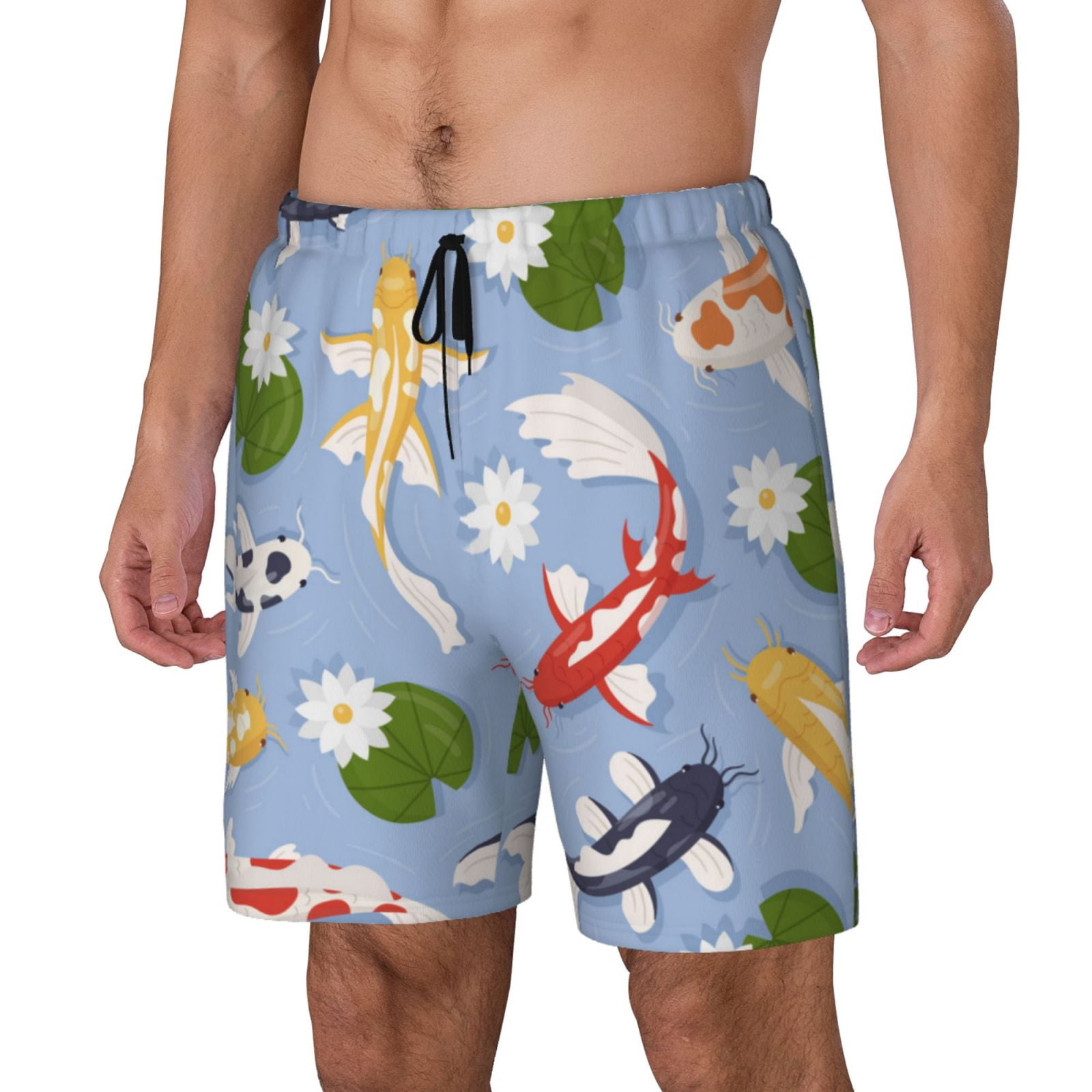 Haiem Colorful Koi Fish Mens Swim Trunks with Compression Liner 2 in 1 ...