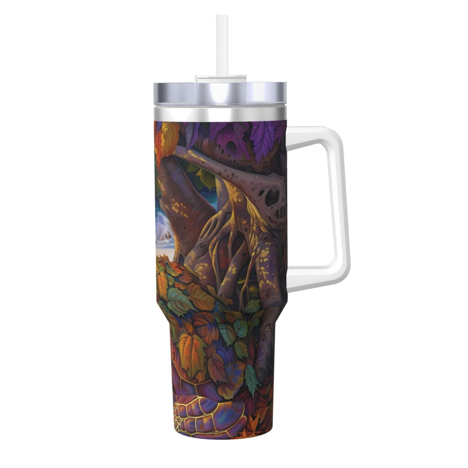Haiem Colorful Maple Leaf Beach Turtle Printed 40OZ Ice Bully With ...