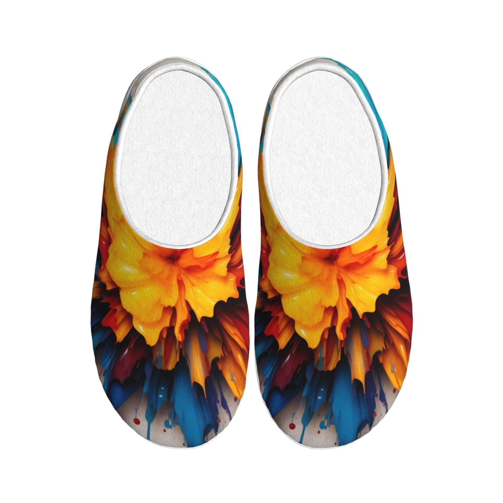 Haiem Colorful Paint Print Print Women's Fuzzy Memory Foam House ...