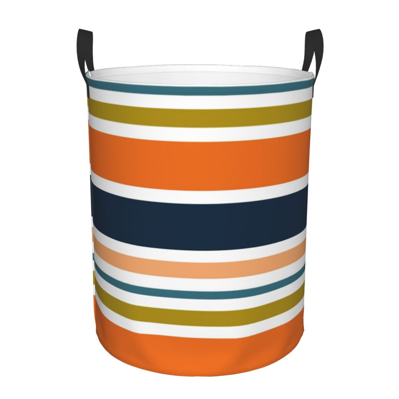 Haiem Colorful Pastel Stripes Leather Dirty Clothes Laundry Basket ...