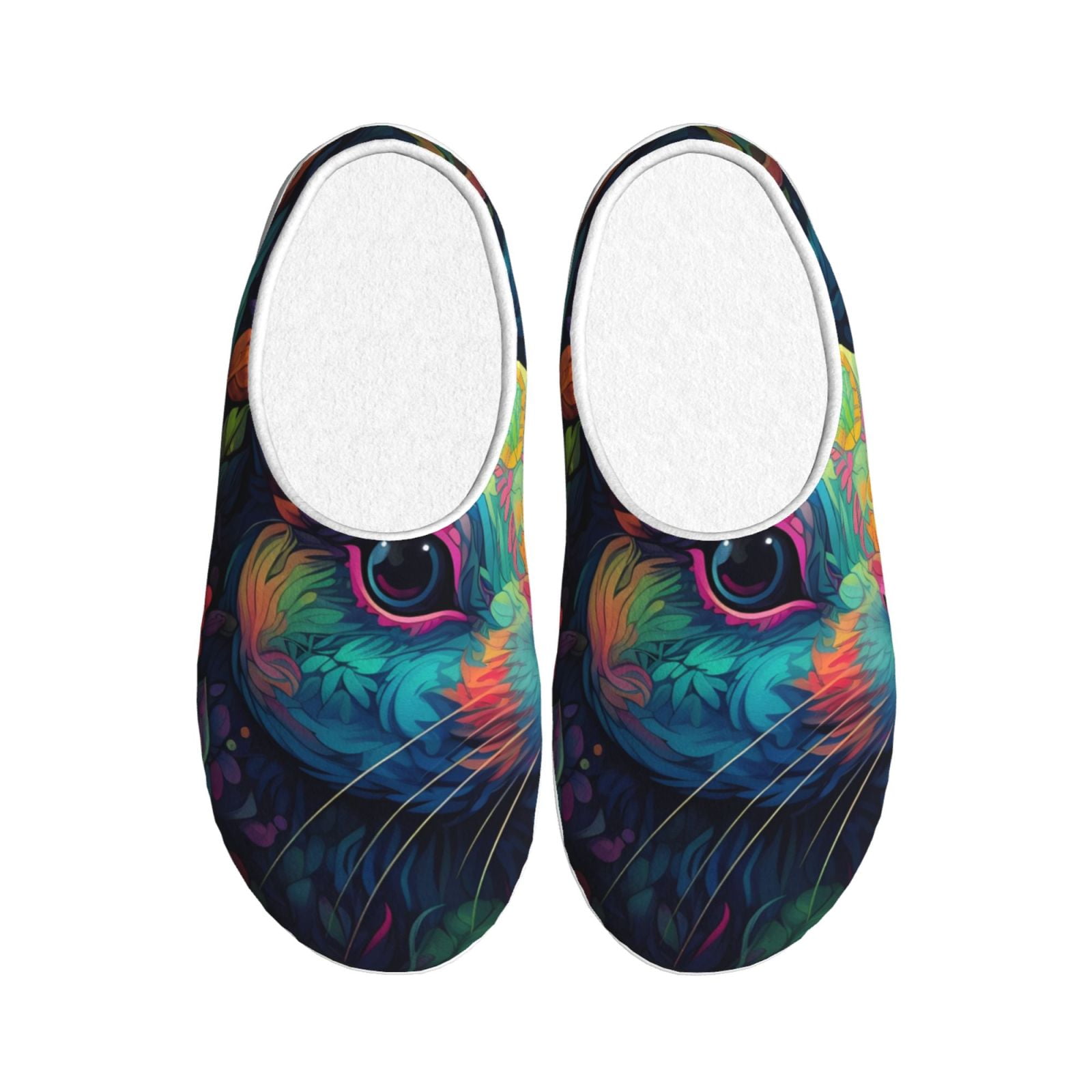 Haiem Colorful Patterned Rabbit Print Women's Fuzzy Memory Foam House ...