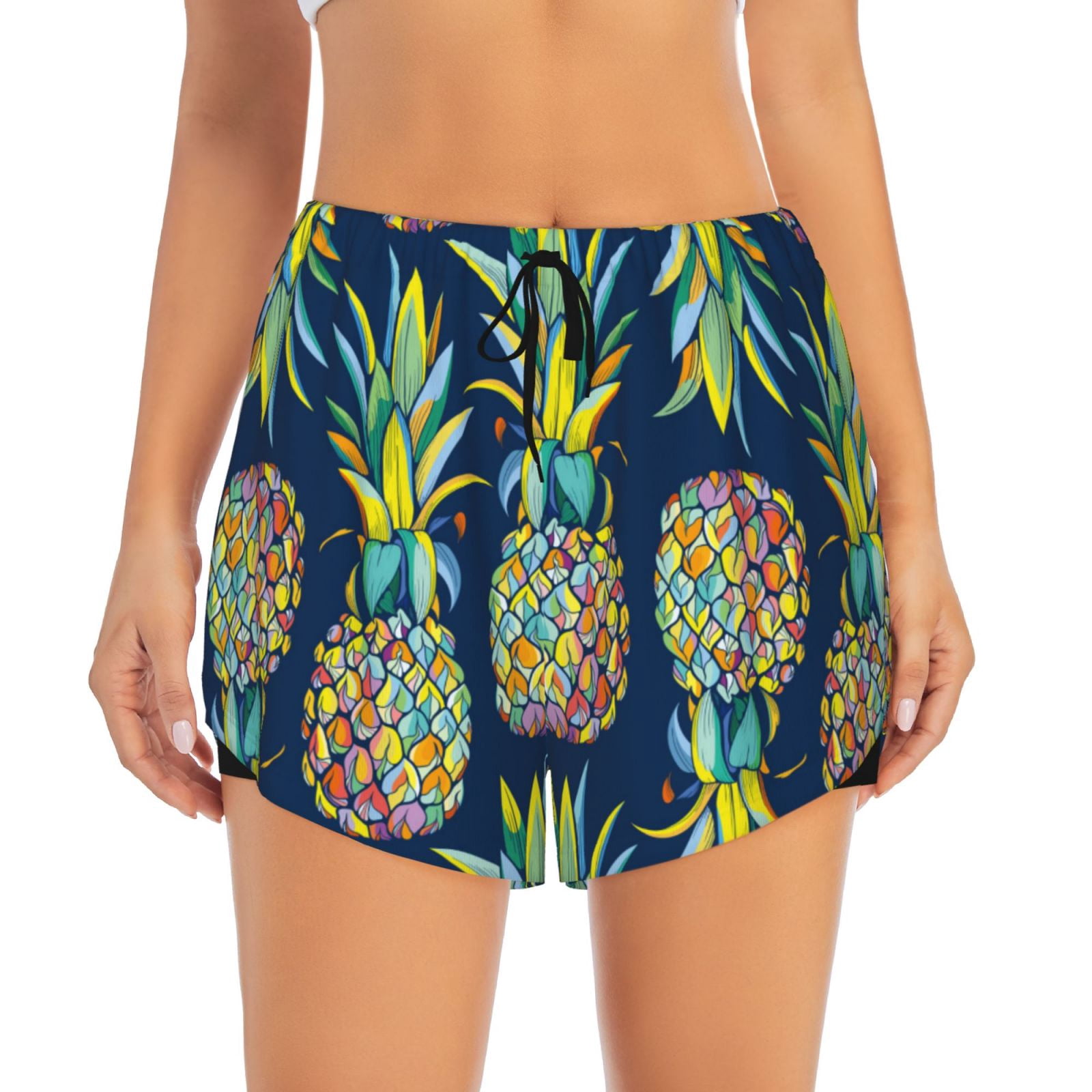 Haiem Colorful Pineapples Women's 2 in 1 Running Shorts - Lightweight ...