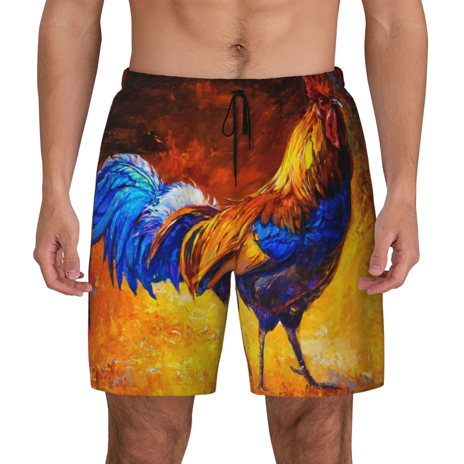 Haiem Colorful Rooster Mens Swim Trunks with Compression Liner 2 in 1 ...