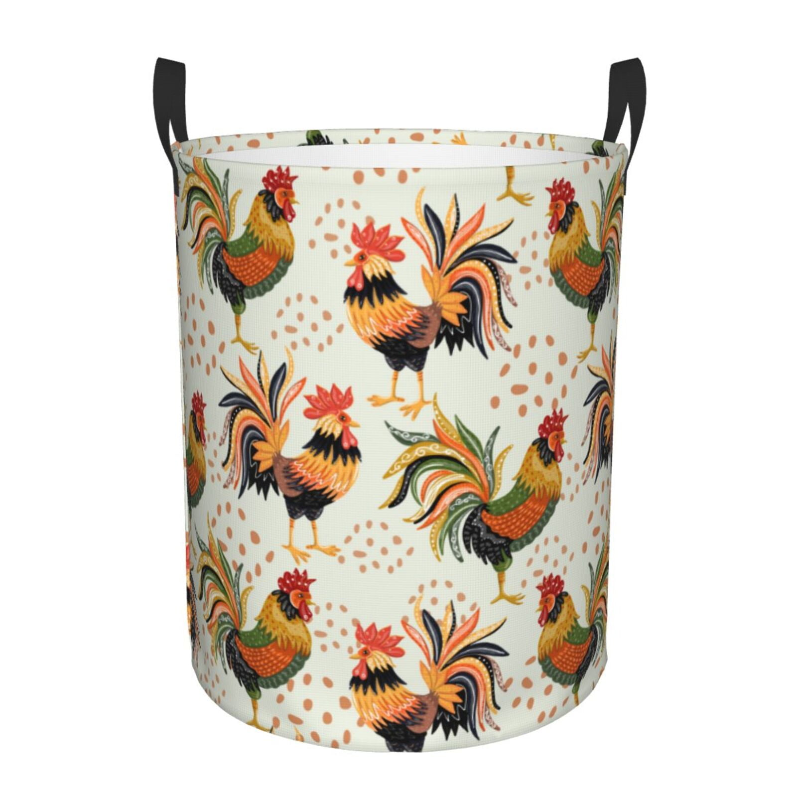 Haiem Colorful Roosters Leather Dirty Clothes Laundry Basket,Sturdy ...