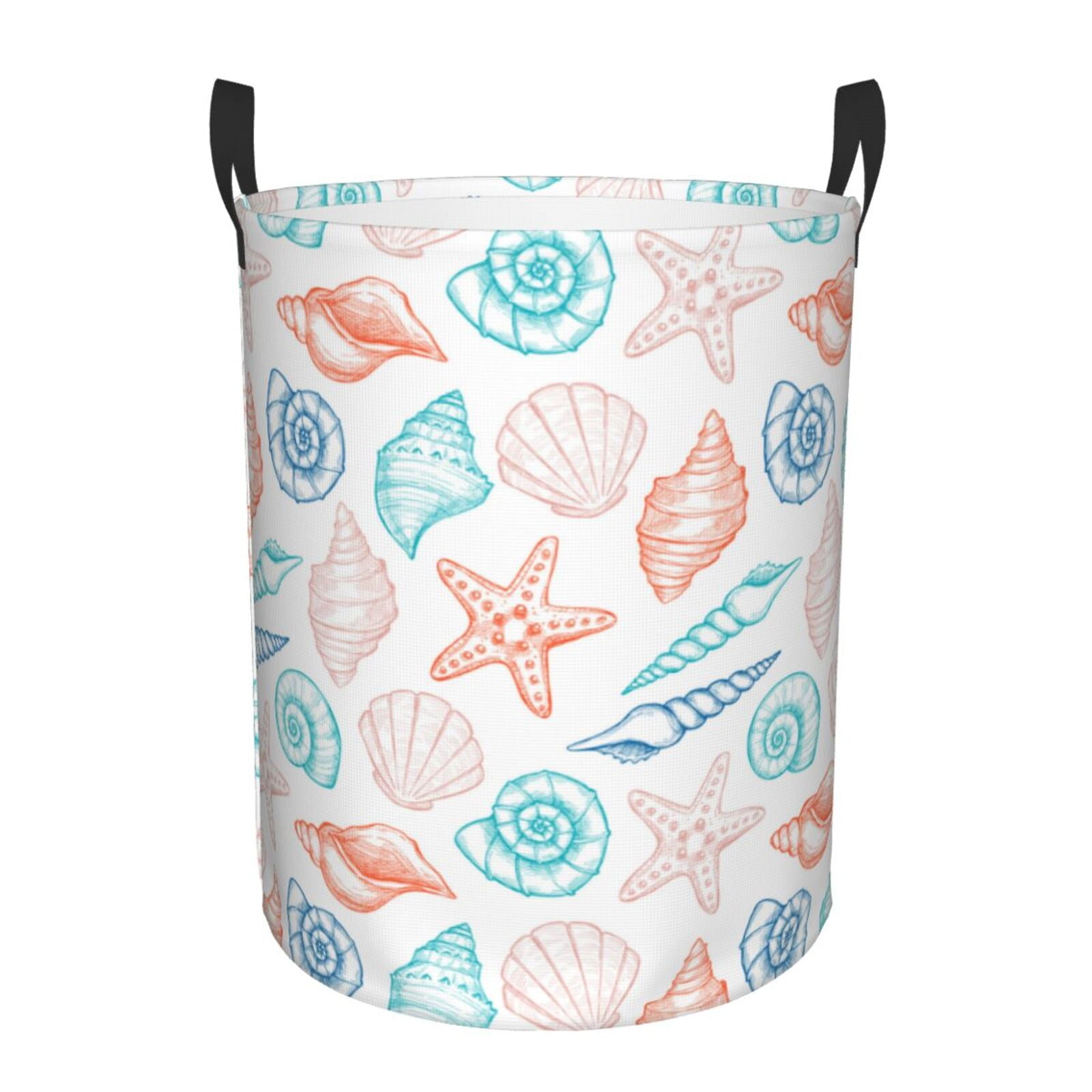 Haiem Colorful Seashells1 Leather Dirty Clothes Laundry Basket,Sturdy ...