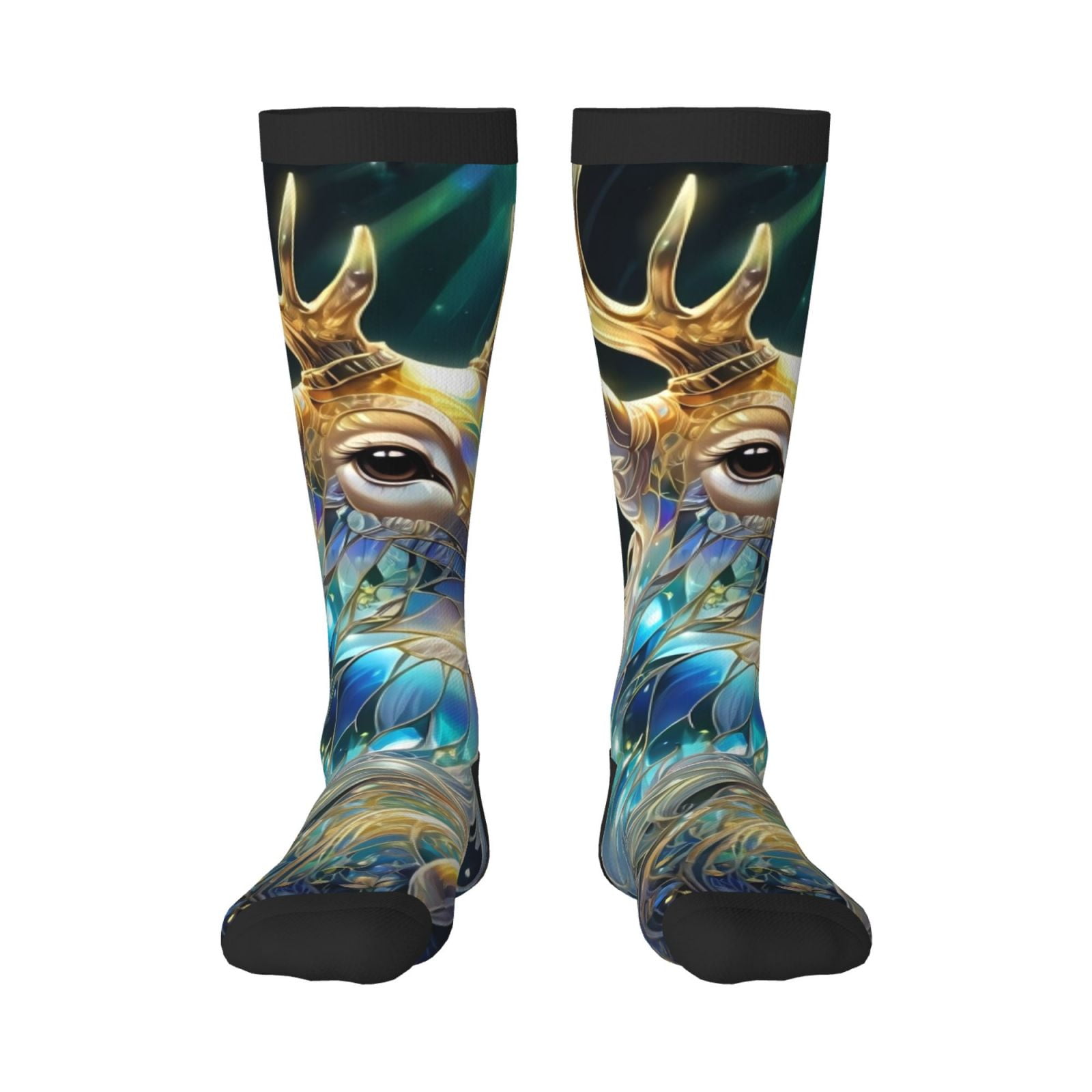 Haiem Colorful Stained Glass Deer Socks, Funny Novelty Crazy Design ...