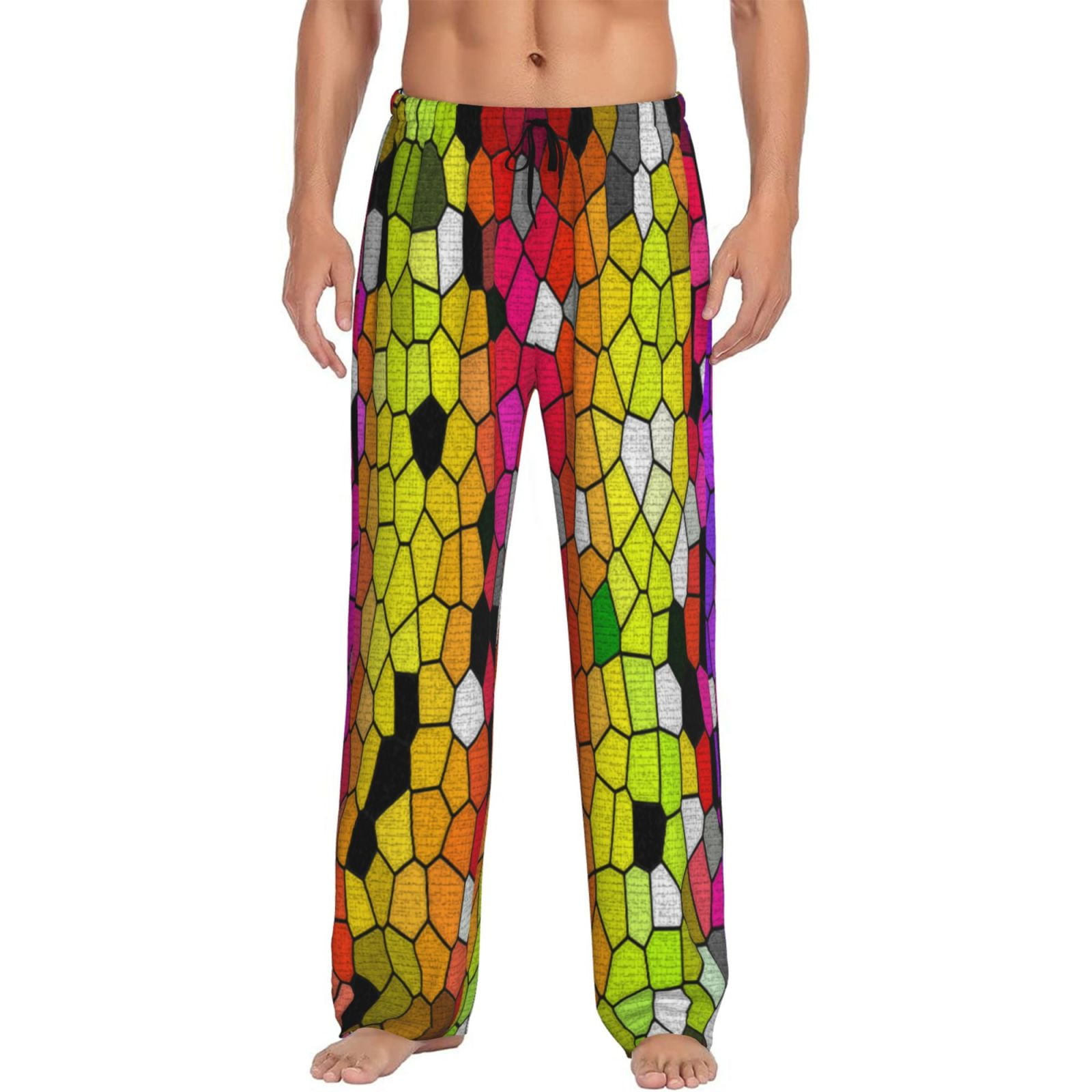 Haiem Colorful Tie Dye Stained Glass 1 Men's Pajama Pants Ultra ...