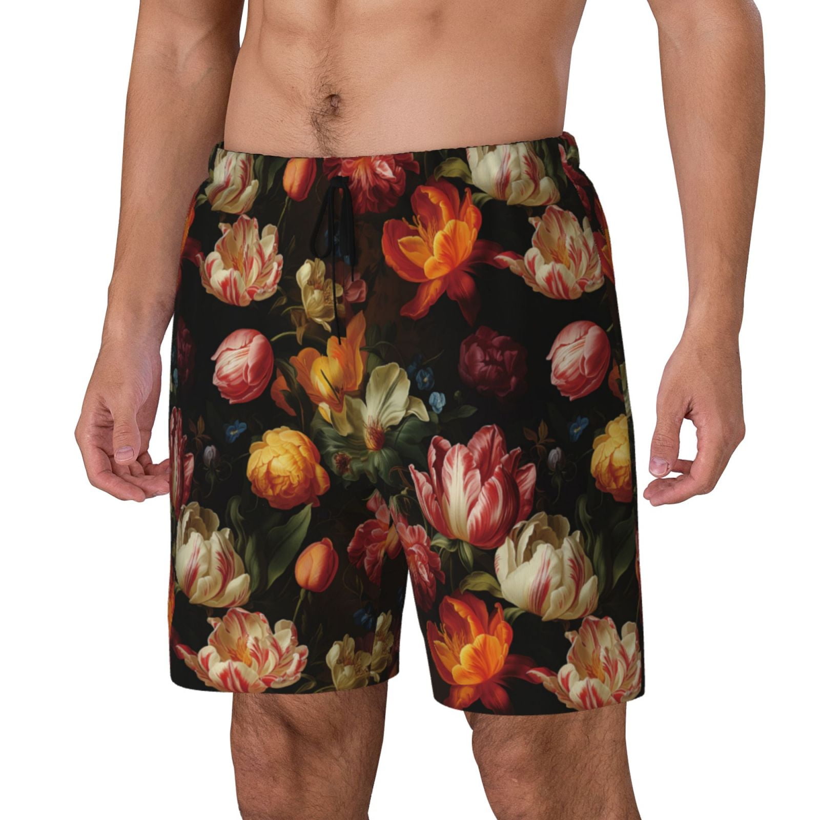 Haiem Colorful Tulips Mens Swim Trunks with Compression Liner 2 in 1 ...