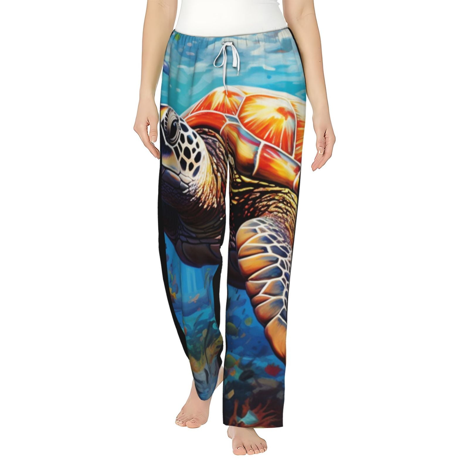 Haiem Colorful Underwater Sea Turtle Women's Pajama Pants Ultra ...