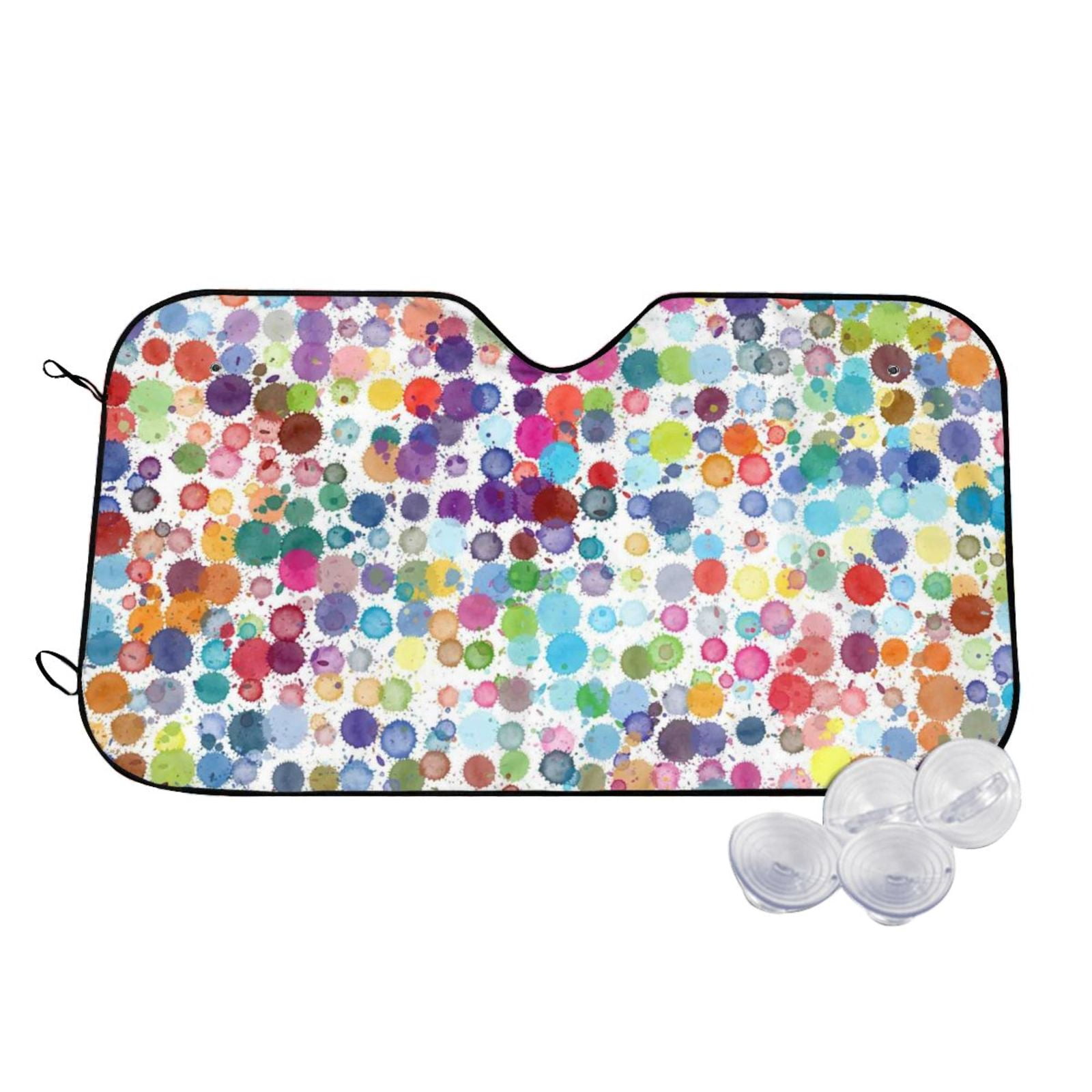 Haiem Colorful Watercolor Dots Car Windshield Sun Shade - Blocks UV ...