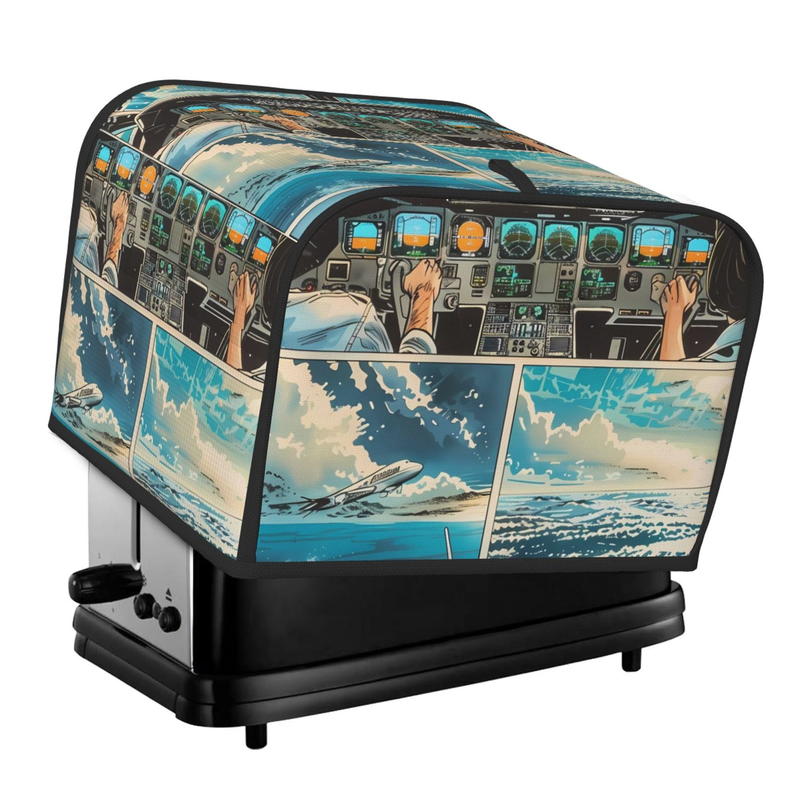 Haiem Comic Airplane Cockpit Illustration Print Toaster Covers 4 Slice ...