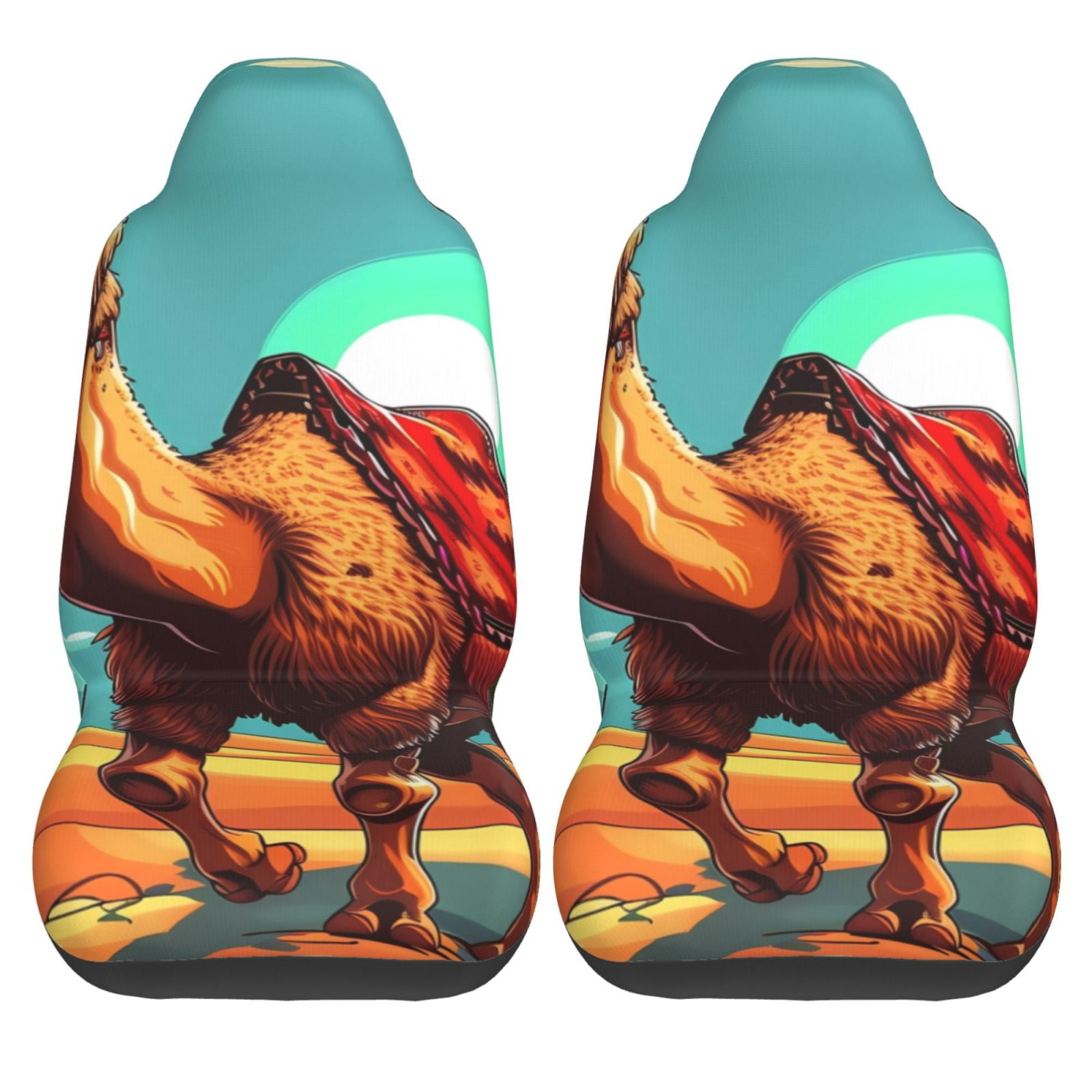Haiem Cool Camel Oasis Vibes Printed Car Seat Covers Set of 2 ...