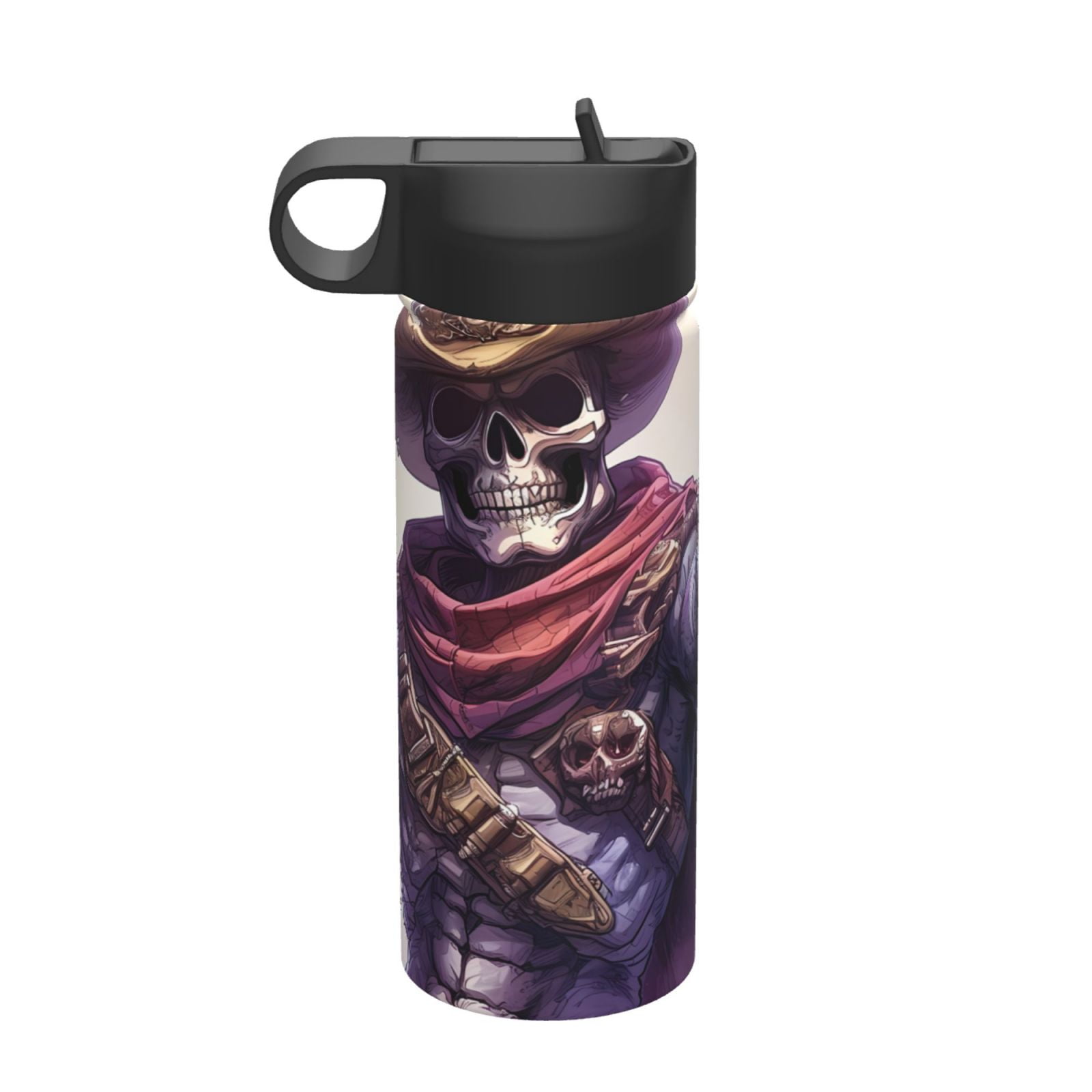 Haiem Cool Skull Cowboy Printed 18oz Sports Insulated Kettle With Straw ...