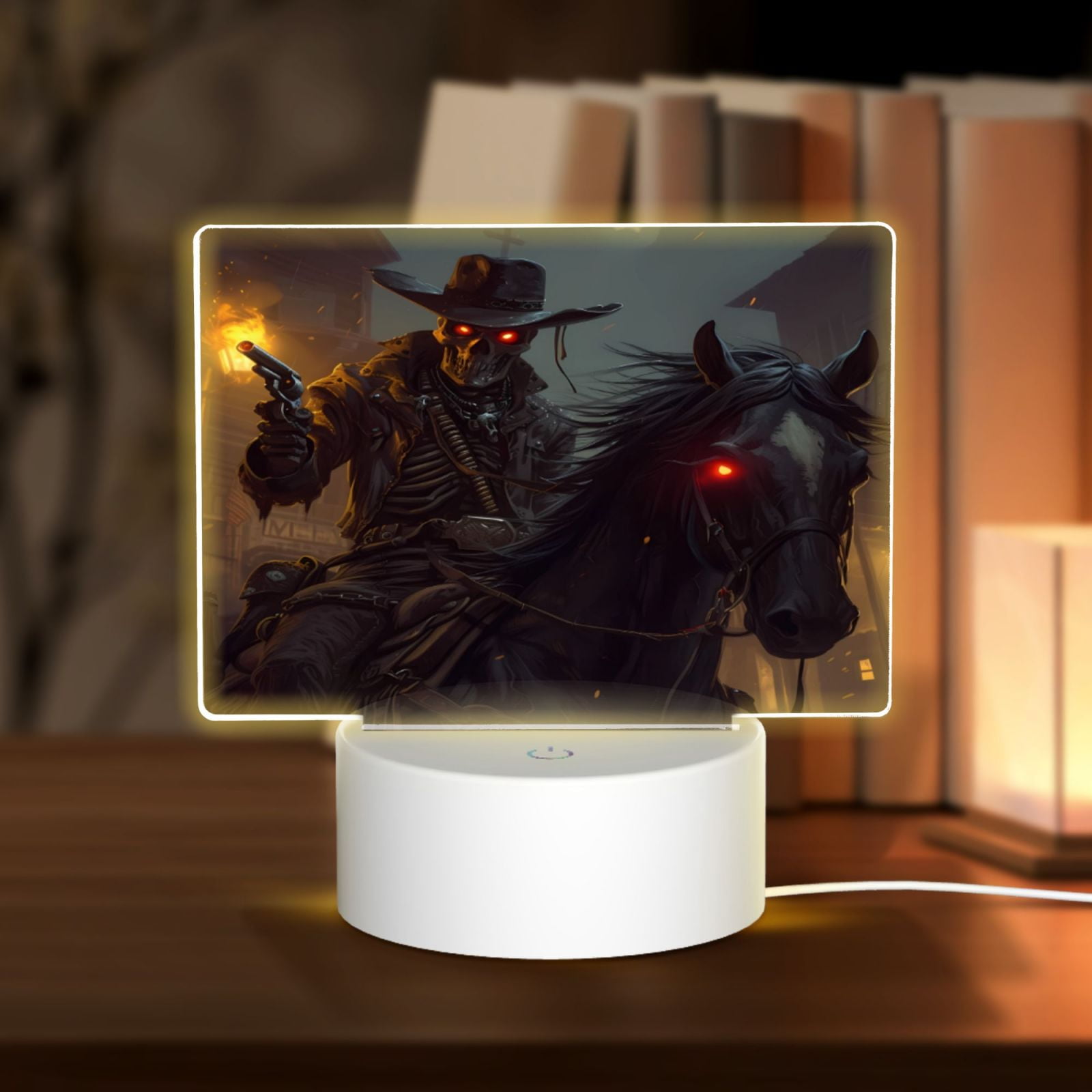 Haiem Cool Skull Western Cowboy Pattern Acrylic Night Light Gift with 3 ...