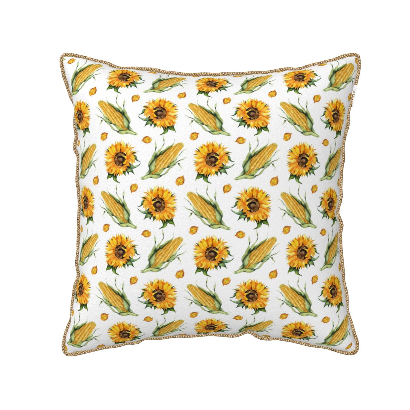 Haiem Corn Sunflowers Print Velvet Soft Solid Decorative Square Throw Pillow Covers Set with ...