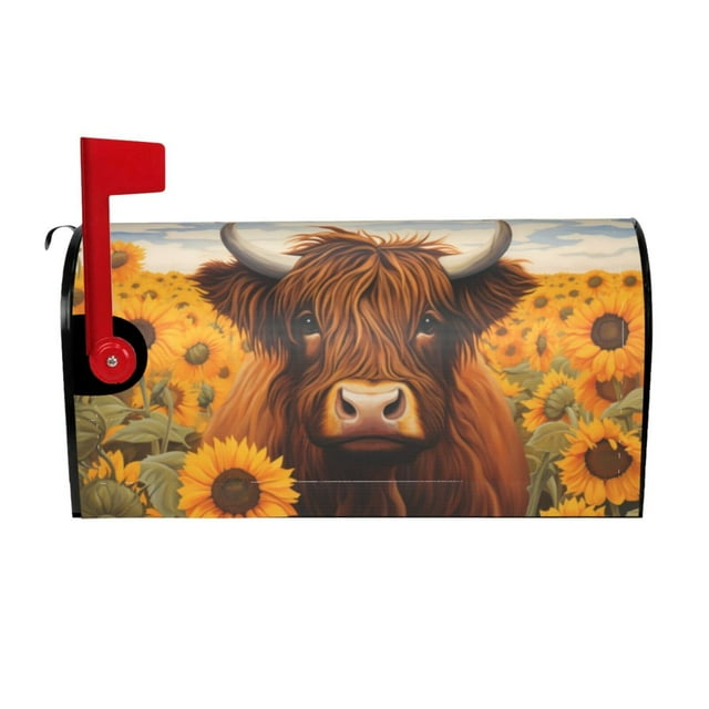 Haiem Countryside Sunflower Cow Mailbox Covers Magnetic ,Mailbox Wraps ...