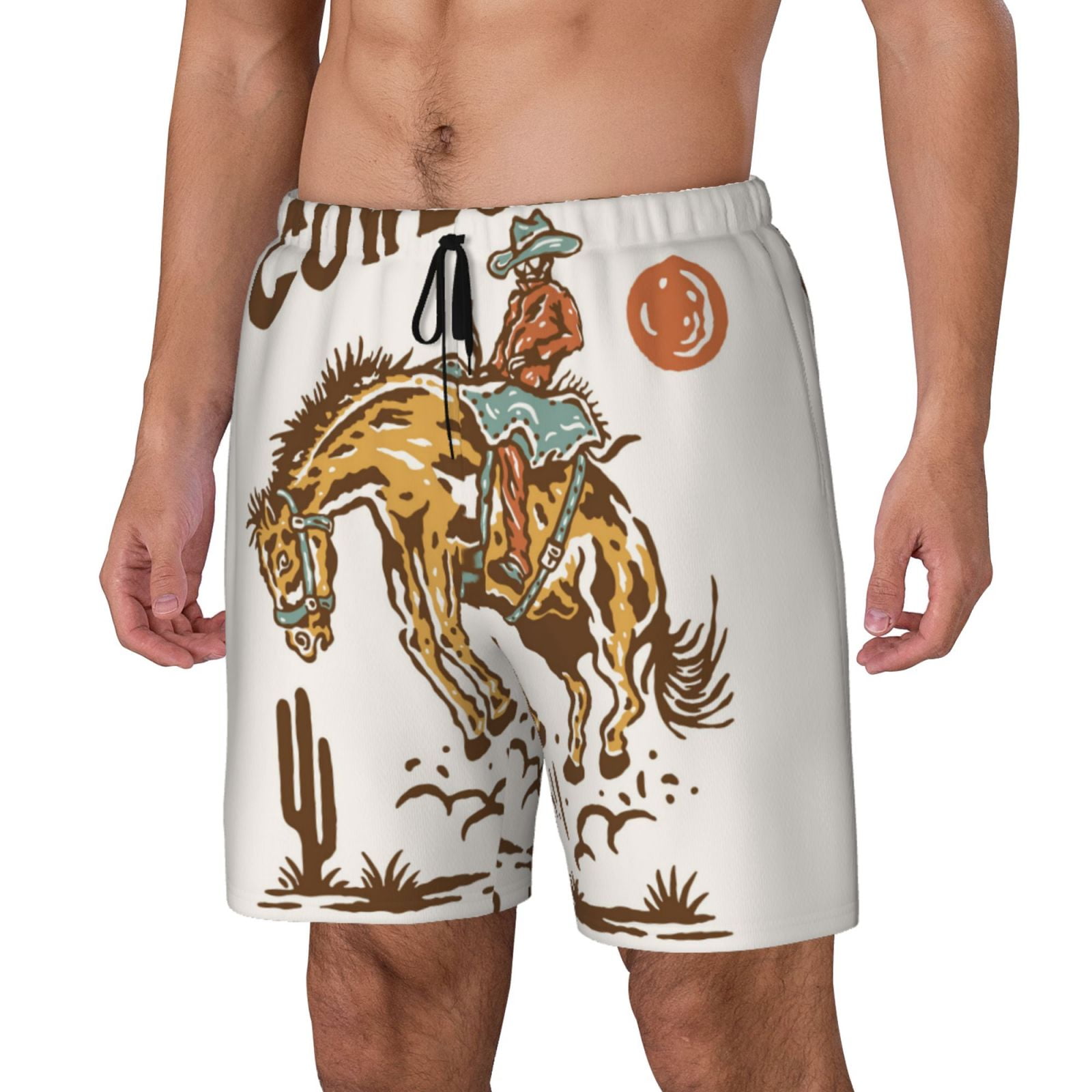 Haiem Cowboy Up Vintage Wild West Mens Swim Trunks with Compression ...
