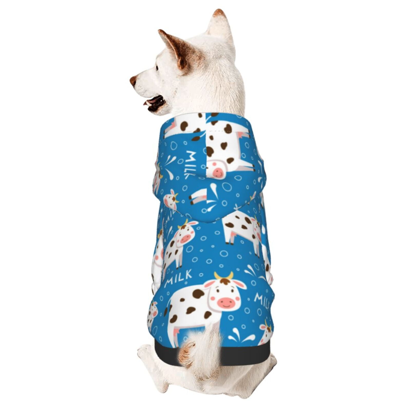 Haiem Cows Milk for Winter Dog Hoodie Sweatshirts with Pockets Warm Dog ...