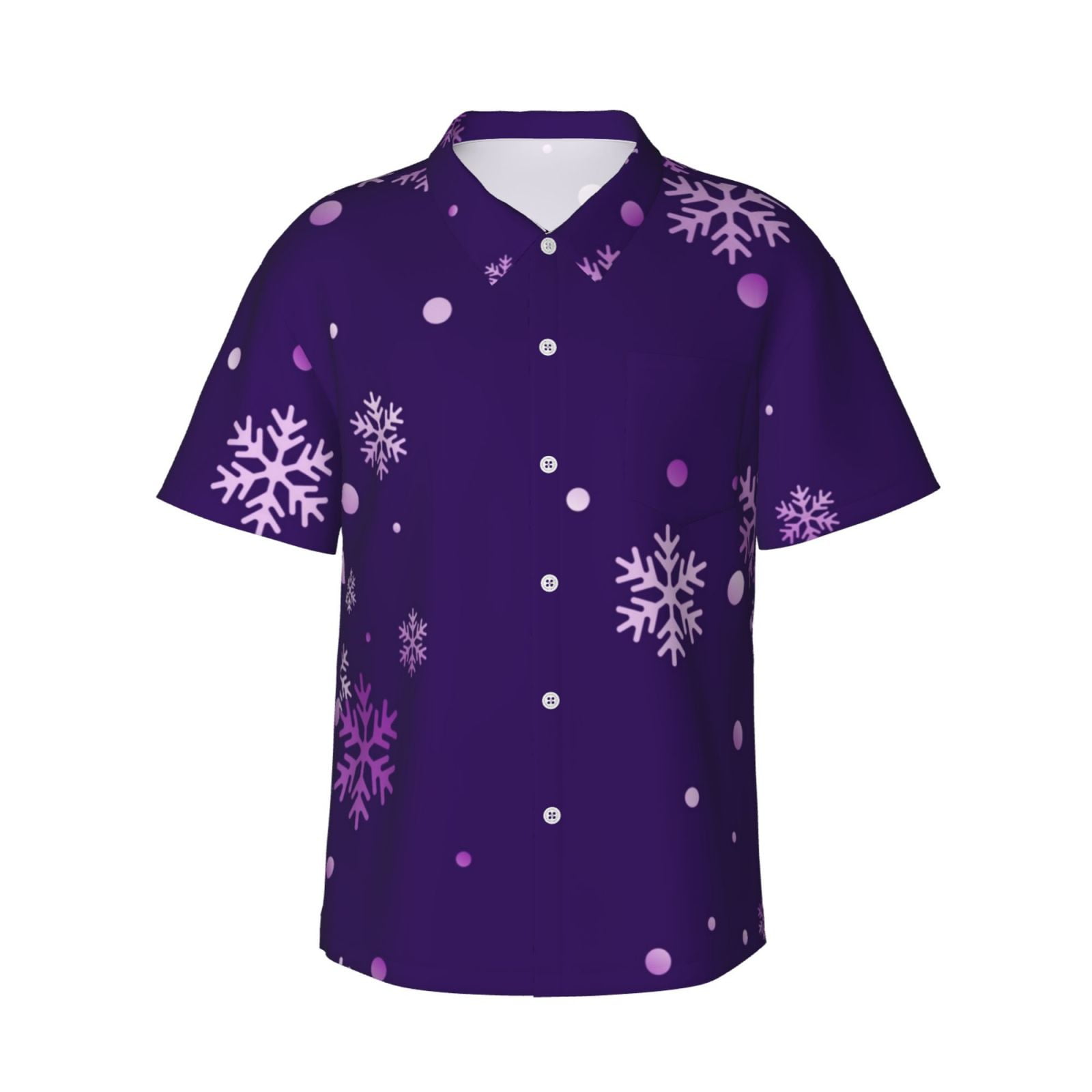 Haiem Crystal Purple Snowflake Printed Hawaiian Shirt for Men - Men’s ...