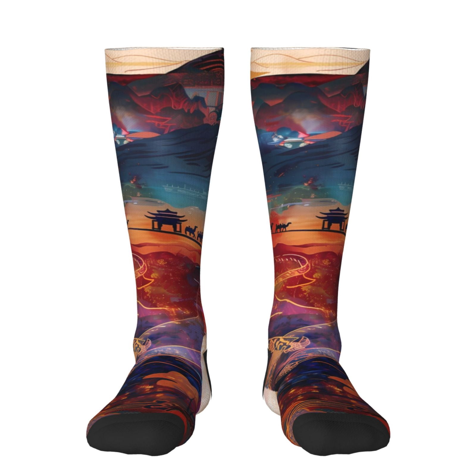 Haiem Cultural Silhouette Journey Socks, Funny Novelty Crazy Design ...