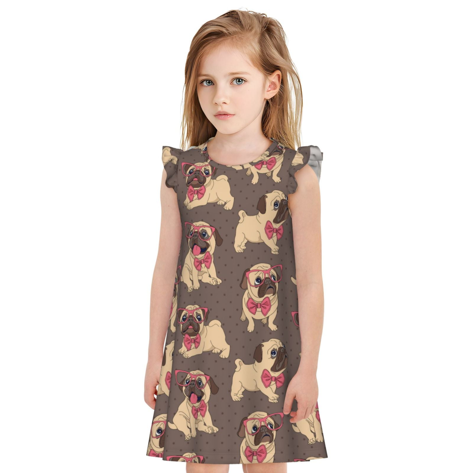 Haiem Cut Pug Printed Girls Nightgowns Sleepwear Short Sleeve Pajama ...