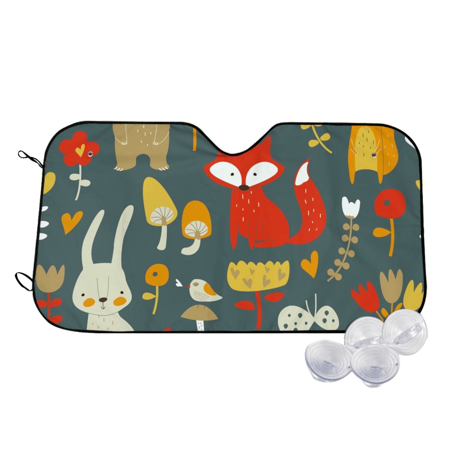 Haiem Cute Animal Forest Car Windshield Sun Shade - Blocks UV Rays Sun ...