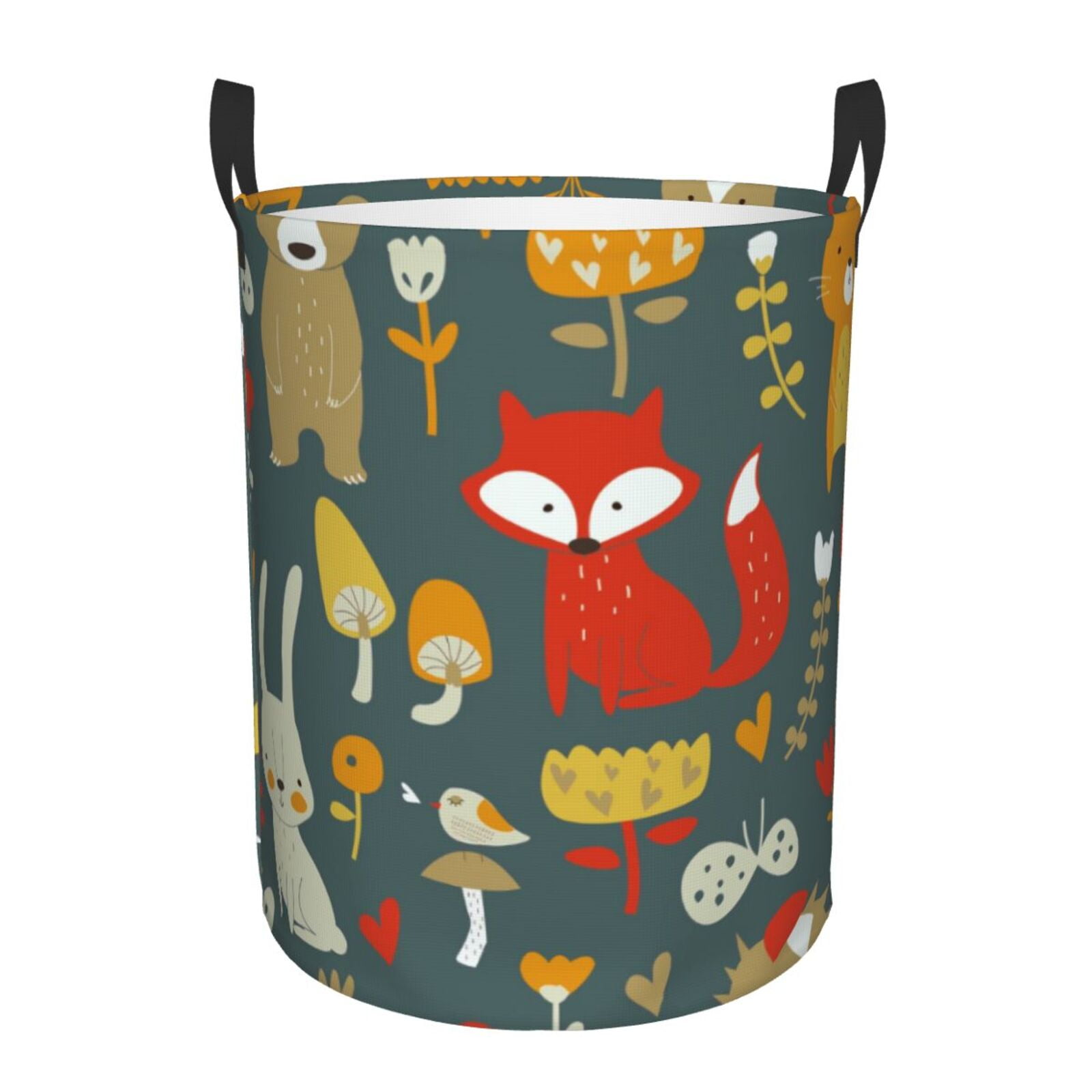 Haiem Cute Animal Forest Leather Dirty Clothes Laundry Basket,Sturdy ...