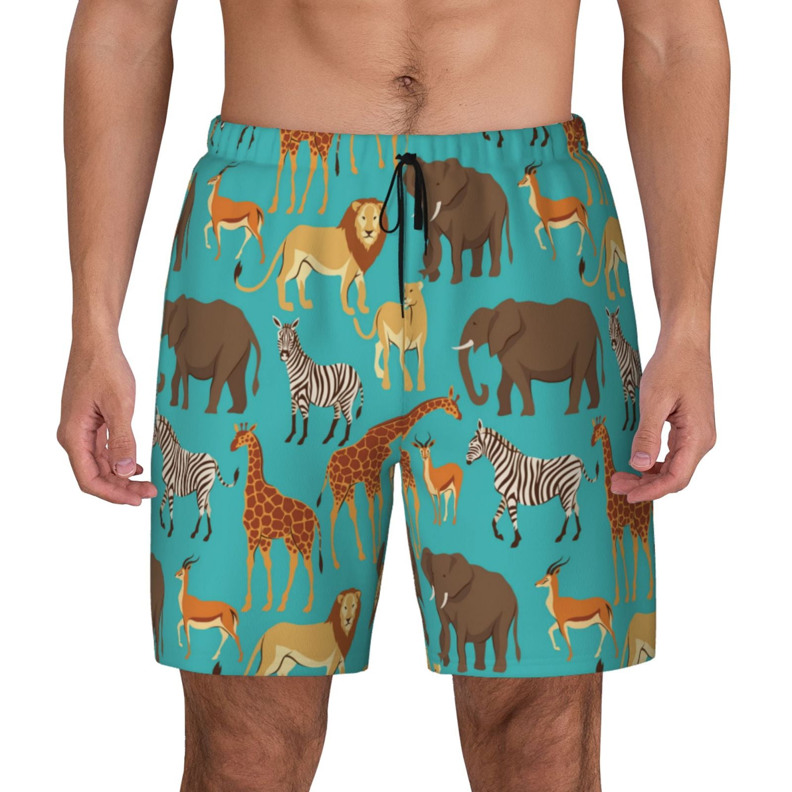 Haiem Cute Animals Mens Swim Trunks with Compression Liner 2 in 1 ...
