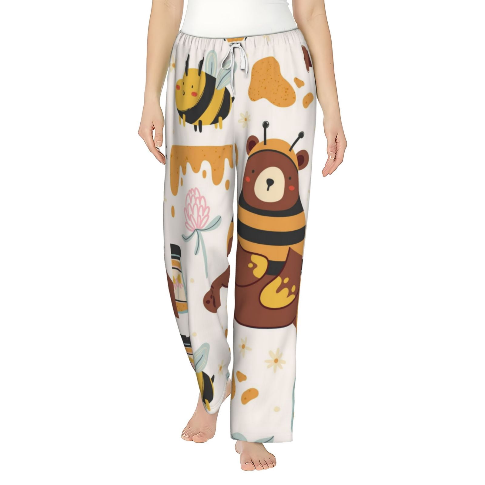 Haiem Cute Bee Honey Jar Hive Bear Women's Pajama Pants Ultra ...