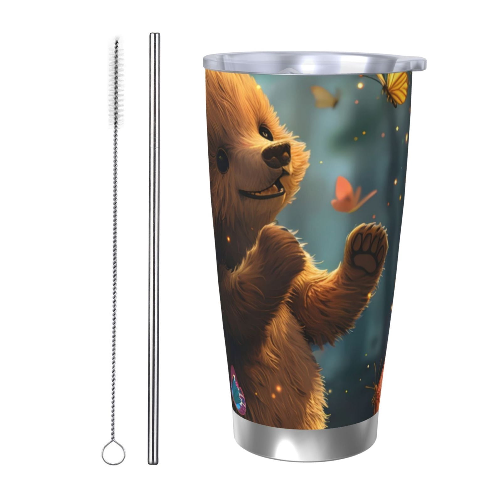 Haiem Cute Butterfly Bear Printed 20oz Straight Skinny Car Cups With ...