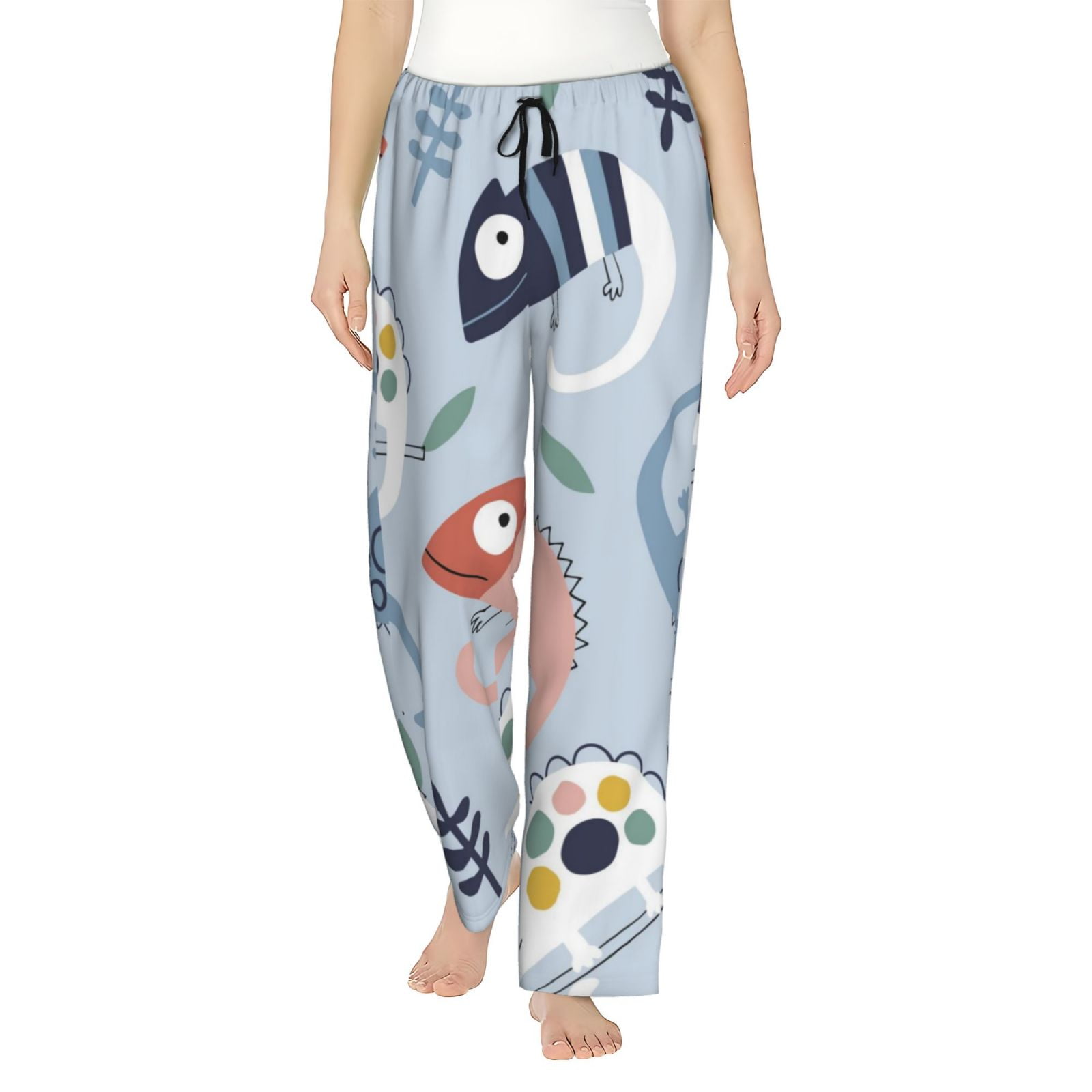 Haiem Cute Chameleons On Blue Women's Pajama Pants Ultra Lightweight ...