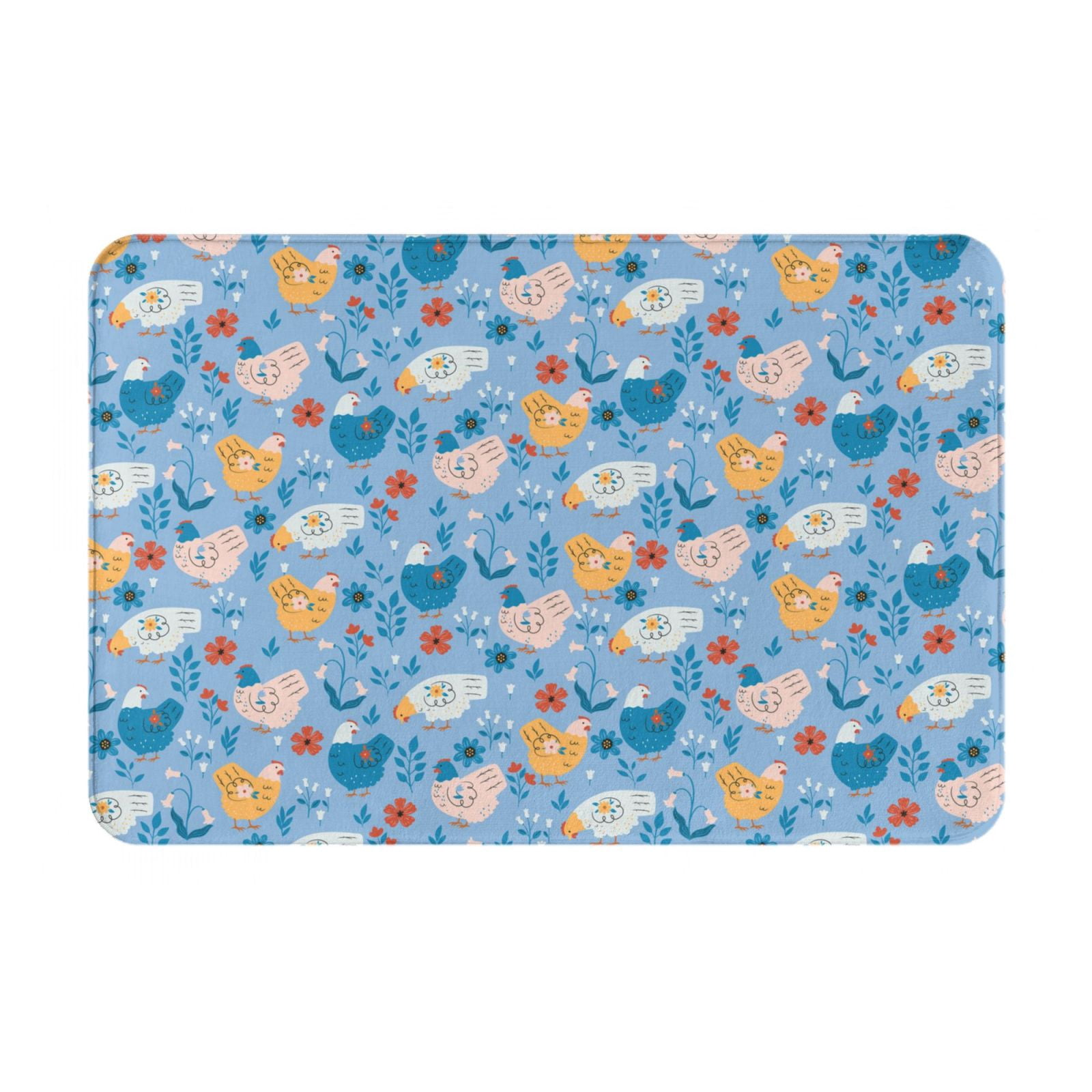 Haiem Cute Chickens and Flowers Front Door Mat Indoor Outdoor Entrance ...