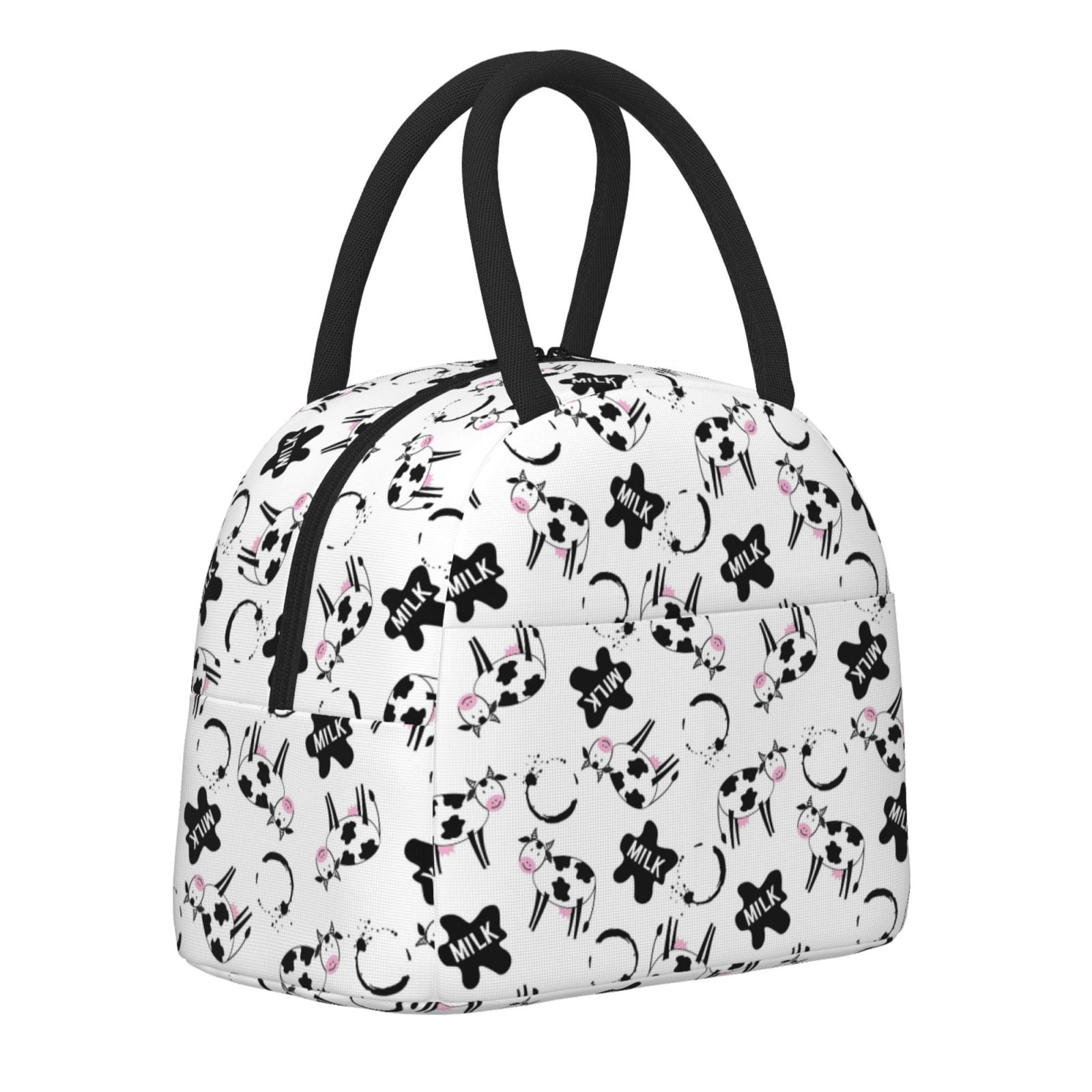 Haiem Cute Cow and Milk Stains Printed Lunch Bag Women, Lunch Box Lunch ...