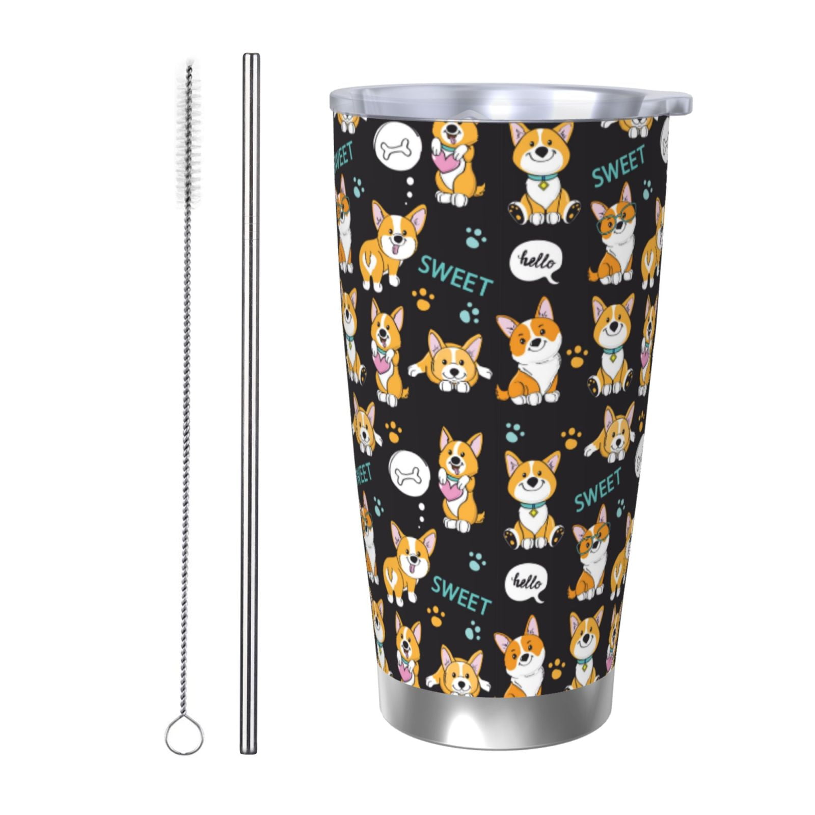 Haiem Cute Dogs Corgi Printed 20oz Straight Skinny Car Cups With ...