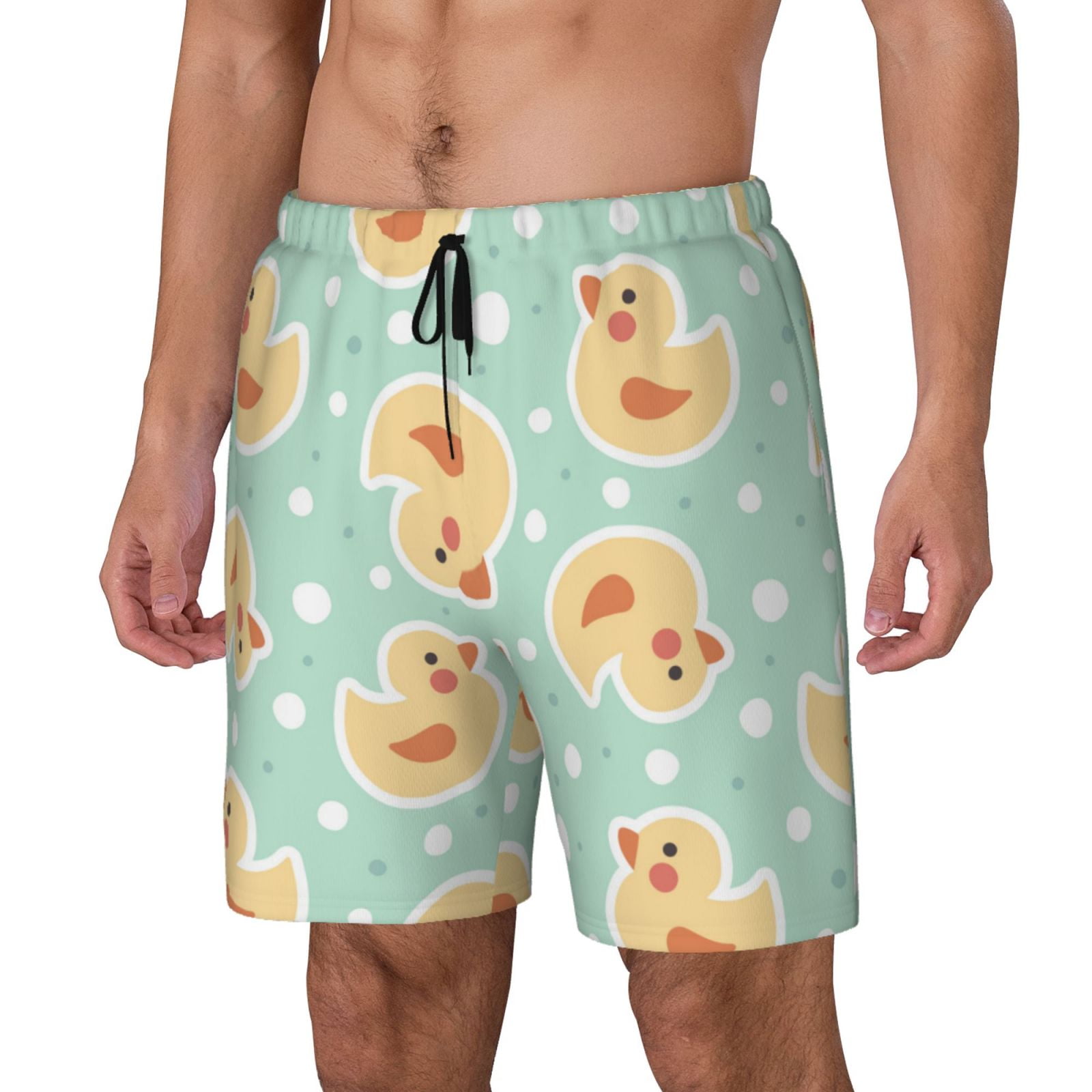 Haiem Cute Duck Mens Swim Trunks with Compression Liner 2 in 1 Swimming ...